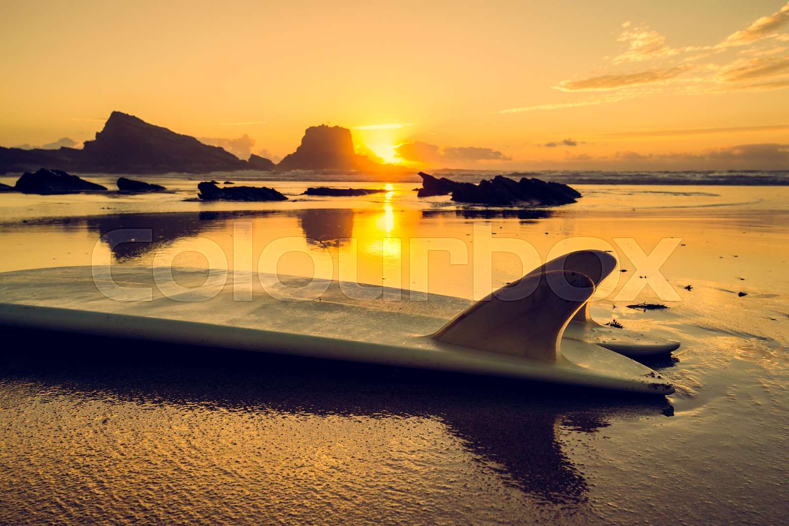 Surfboard Sunset | Stock image | Colourbox