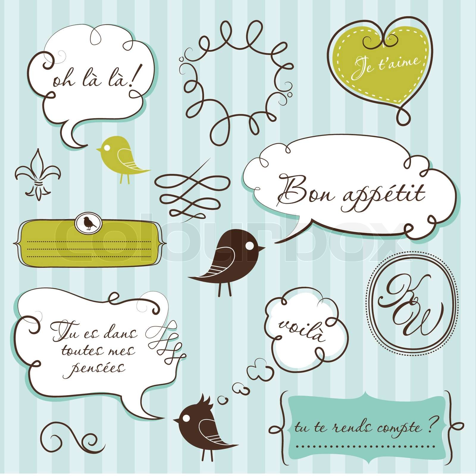 Speech bubbles set in French style | Stock vector | Colourbox