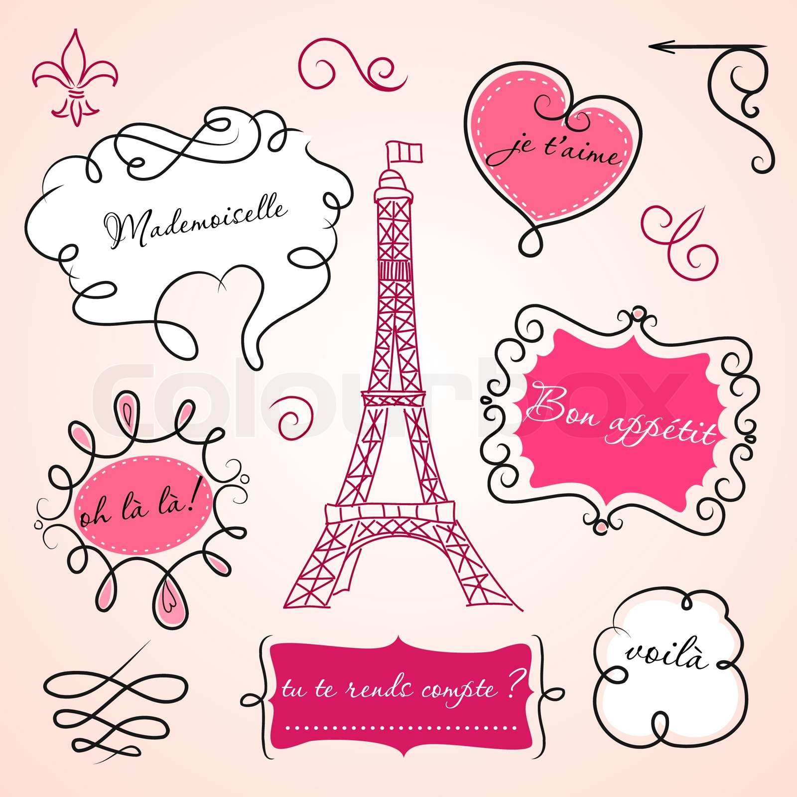 Doodle frames in French style | Stock vector | Colourbox