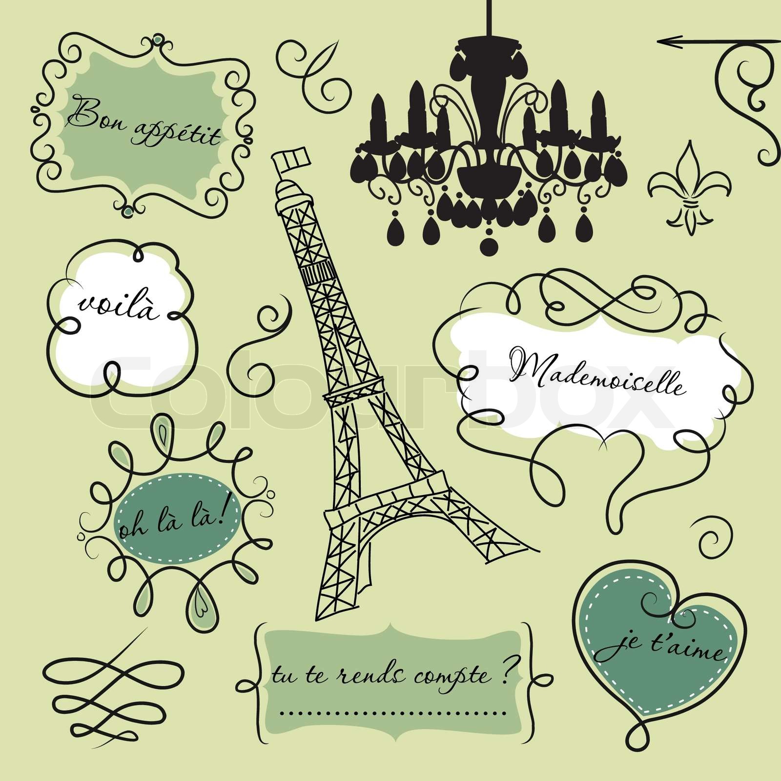 Doodle frames in French style | Stock vector | Colourbox