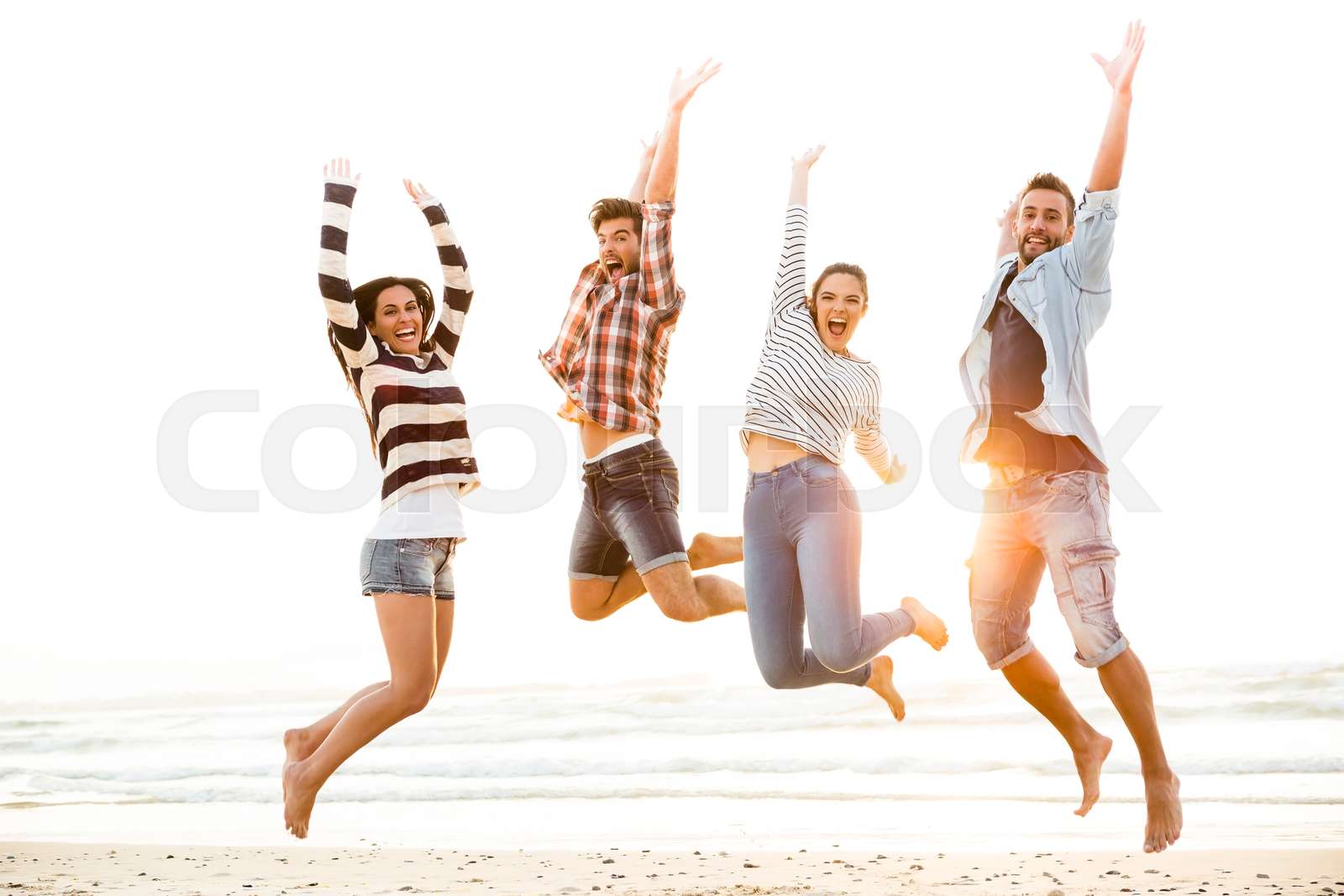 Friends jump | Stock image | Colourbox