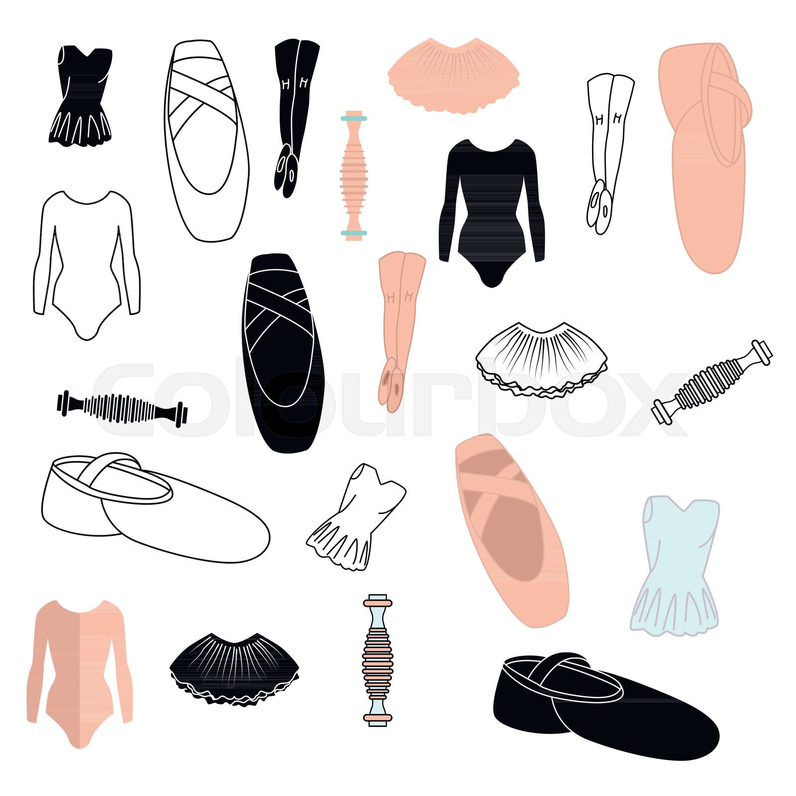 Ballet accessories icons set | Stock vector | Colourbox