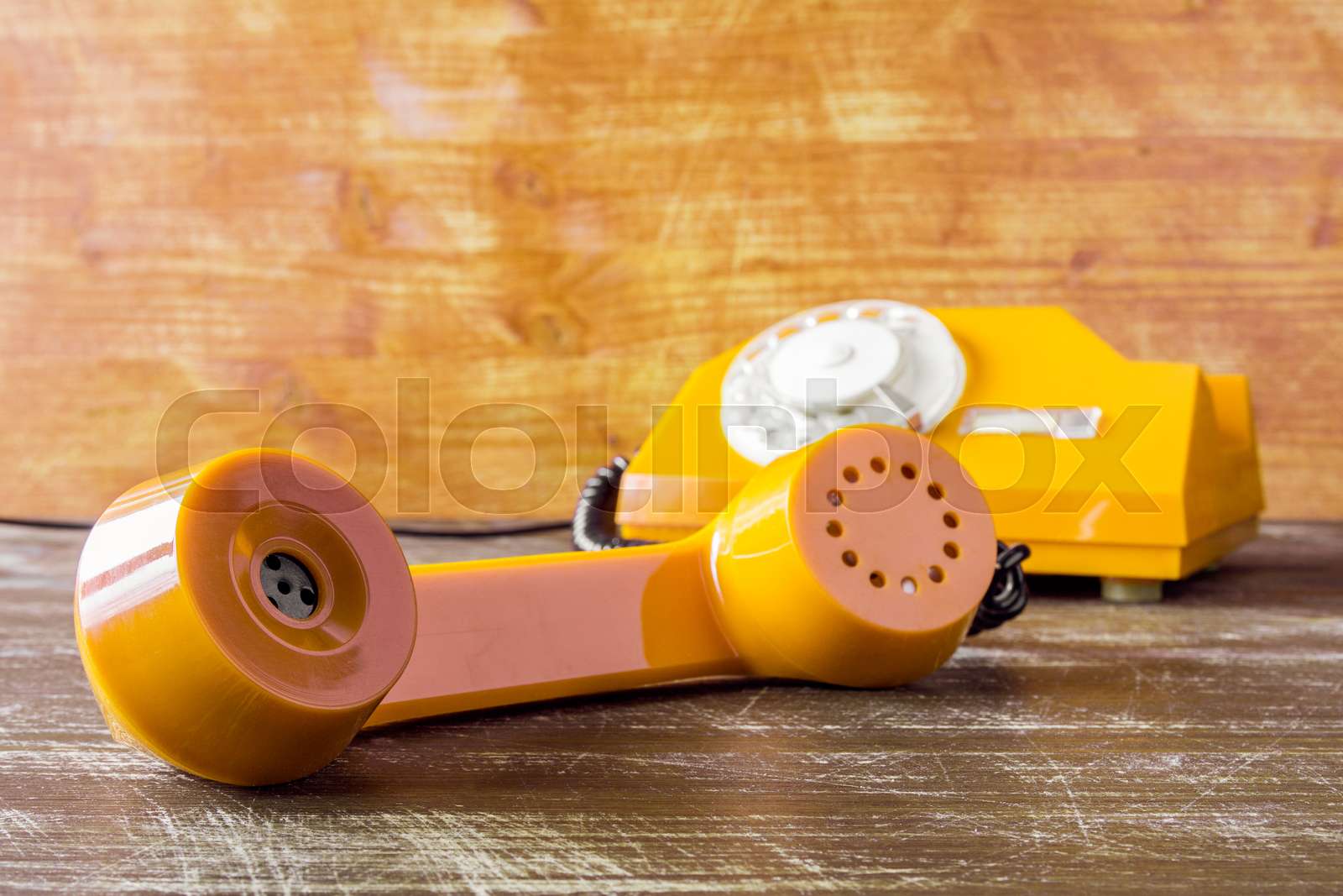 Yellow vintage classic telephone | Stock image | Colourbox