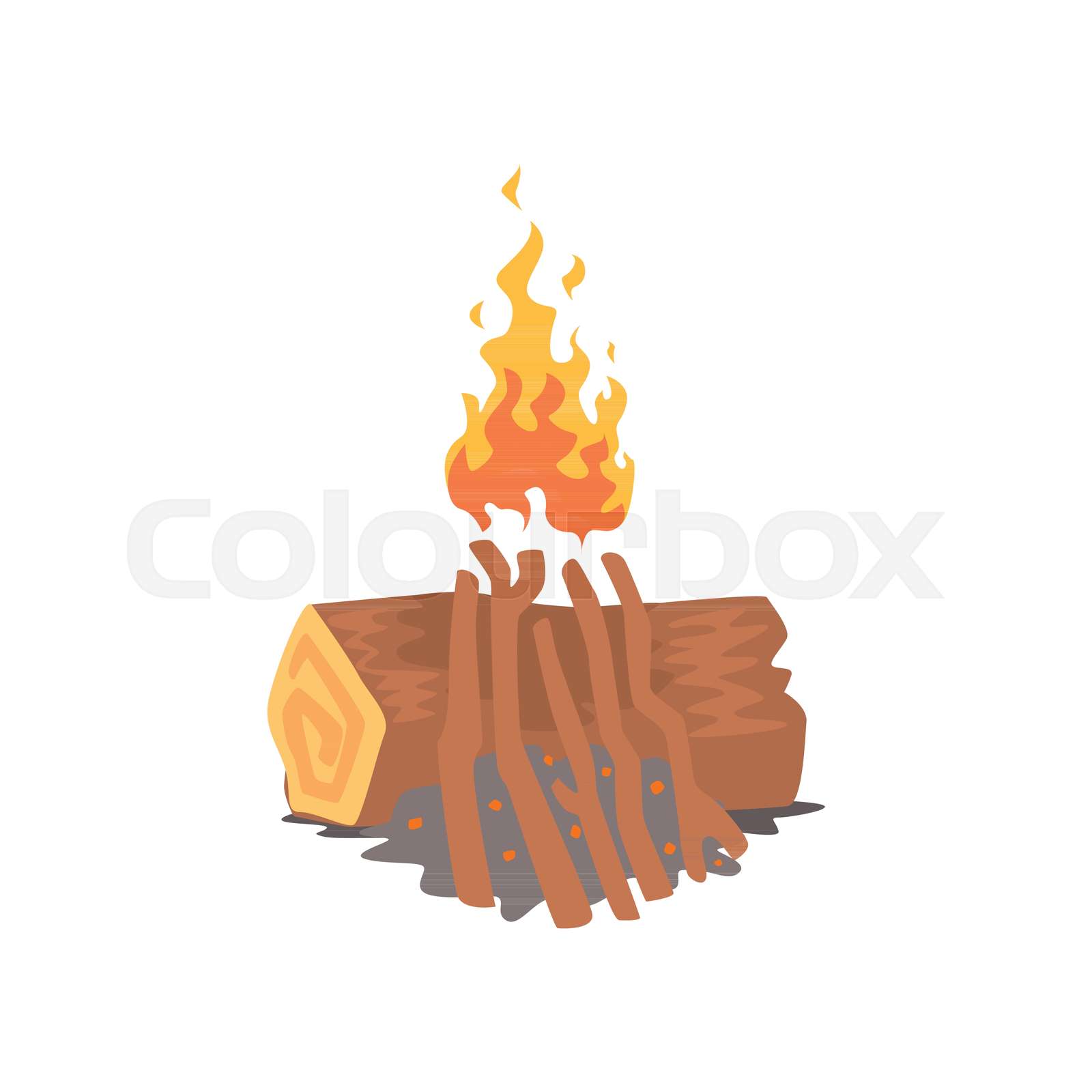 Bonfire, campfire logs burning cartoon vector Illustration | Stock ...