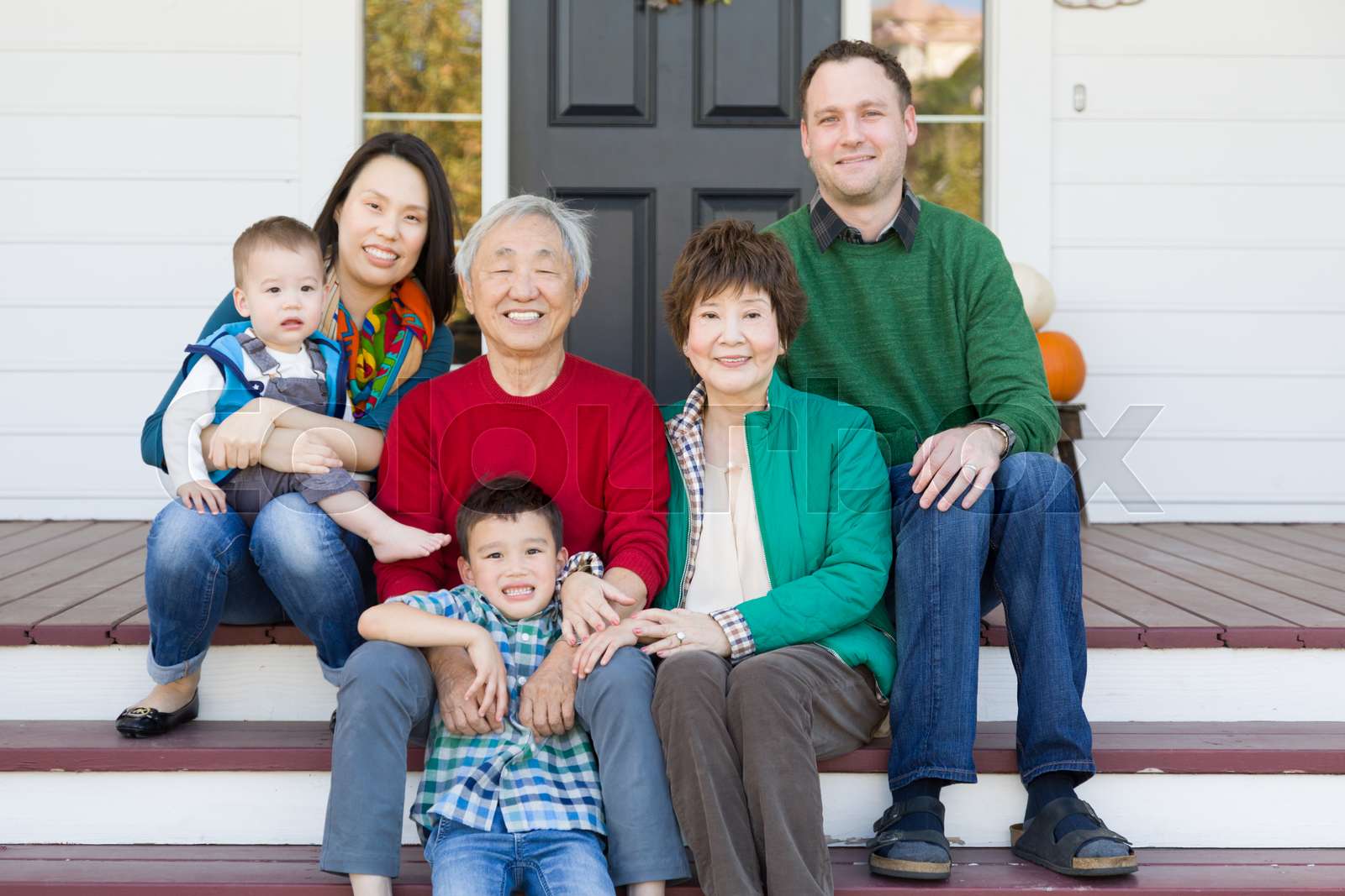 Multi-generation Chinese and Caucasian Family Portrait | Stock image ...