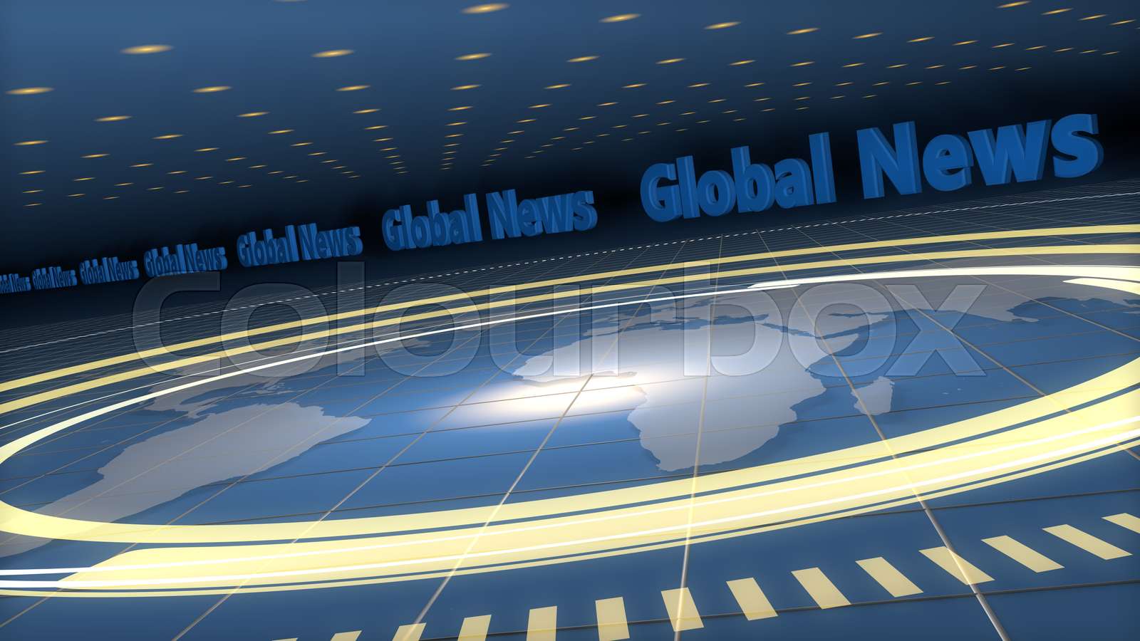 Blue Broadcast Studio Background with the Words "Global News" | Stock ...