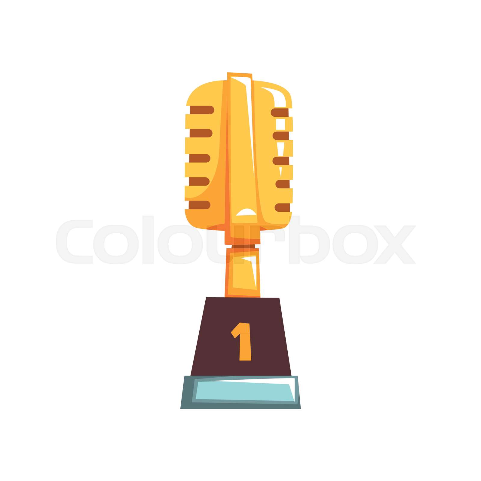 Illustration of golden trophy with retro microphone. Award for ...