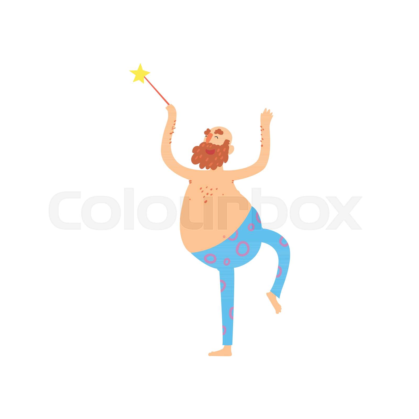 Freak fairy man character with a naked torso and a magic wand, freaky ...