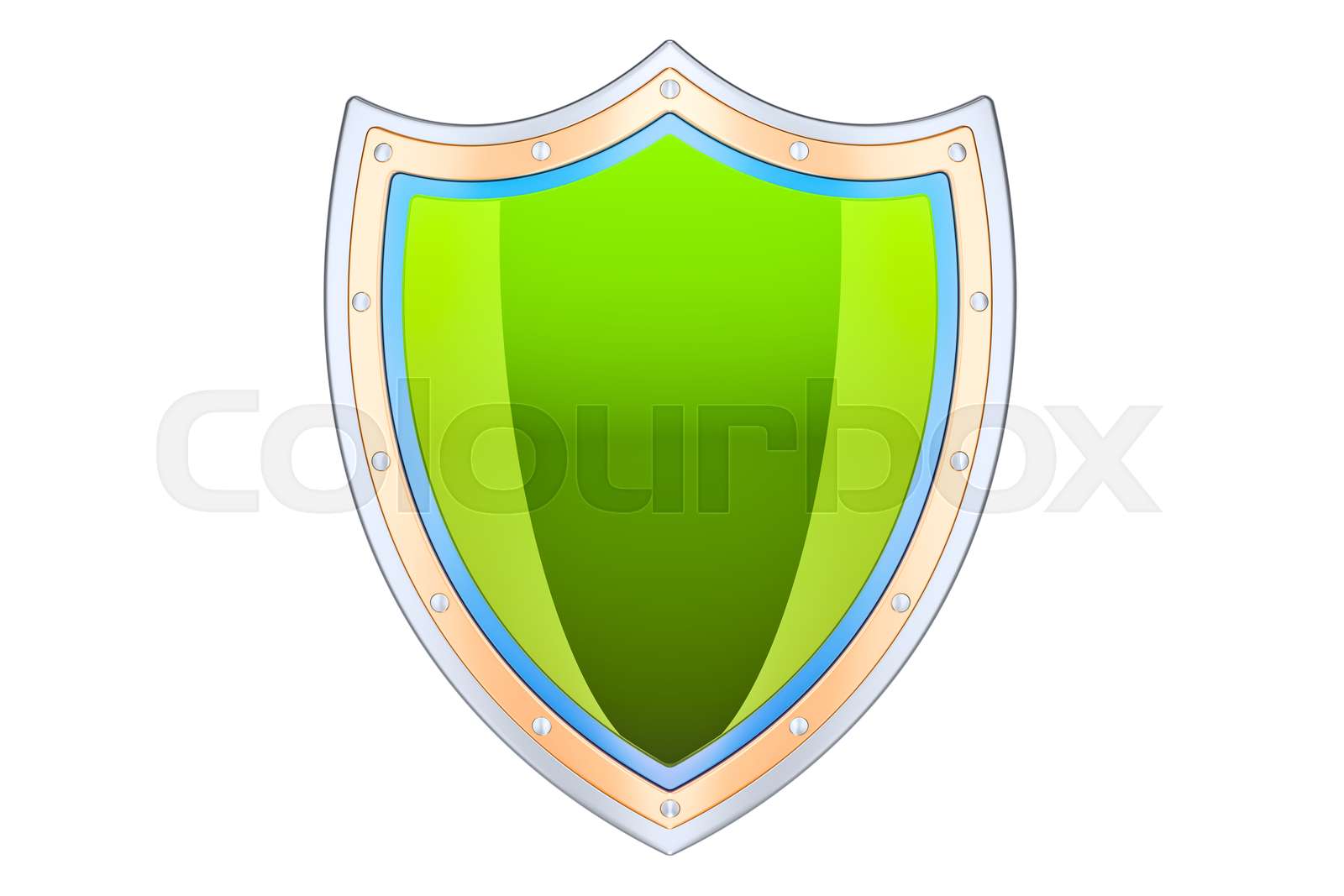Green Shield, 3D rendering | Stock image | Colourbox