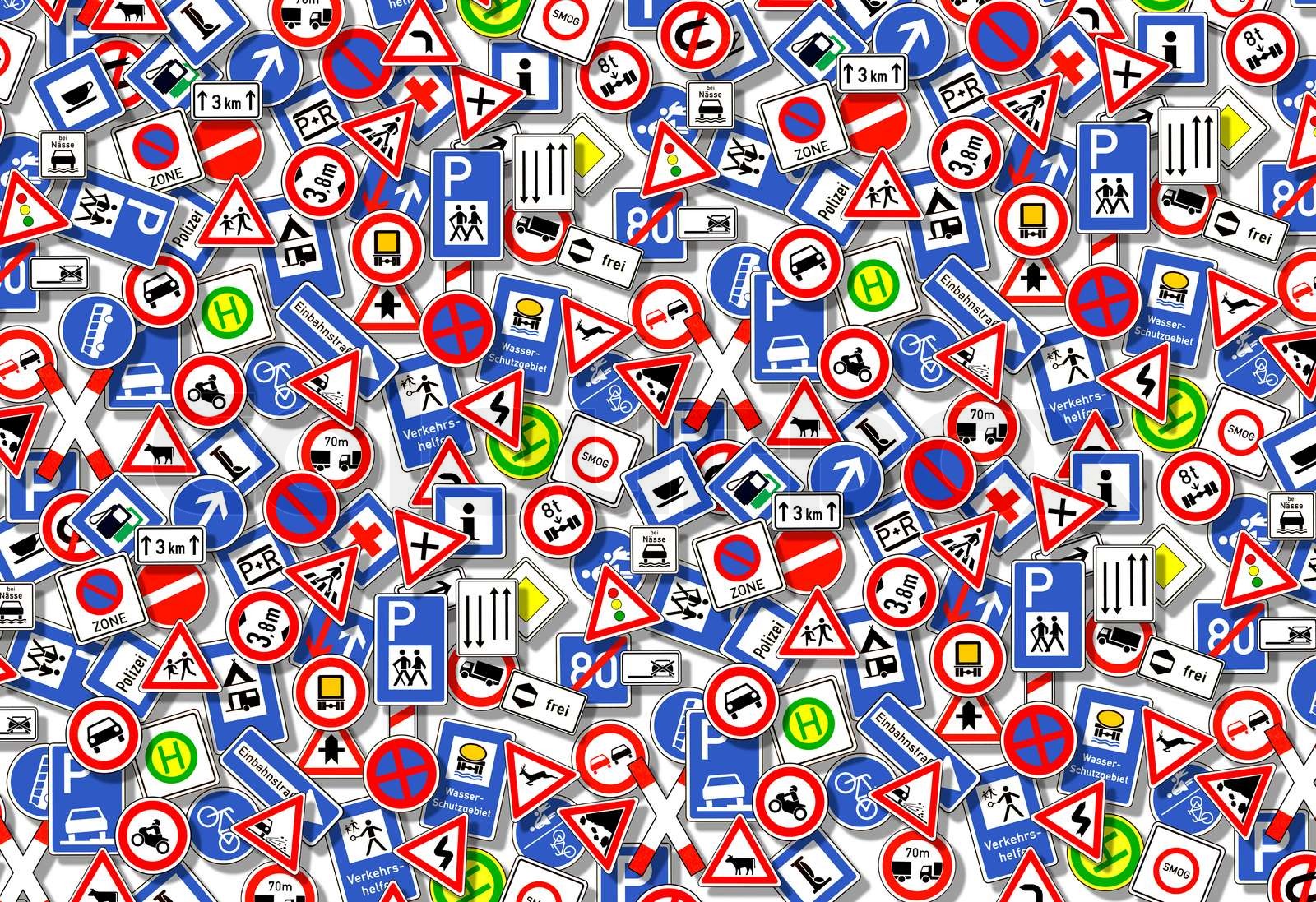 traffic and order theme showing a collage with lots of various german ...