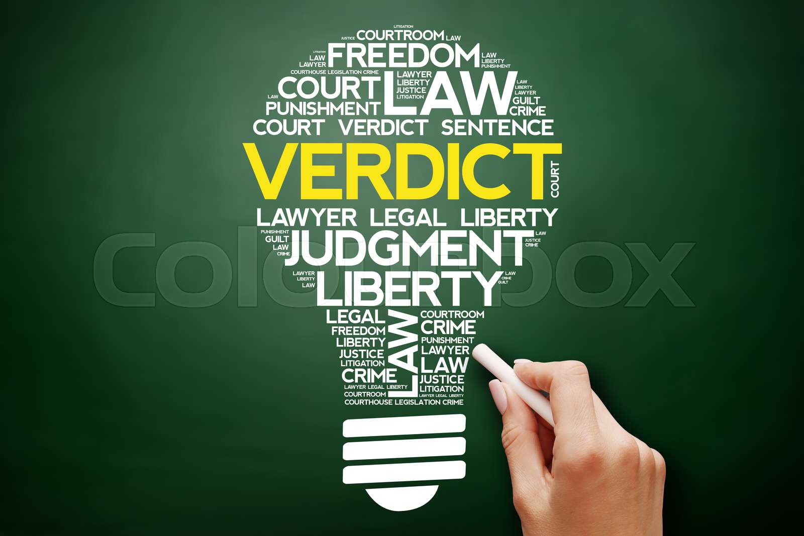 Verdict bulb word cloud | Stock image | Colourbox