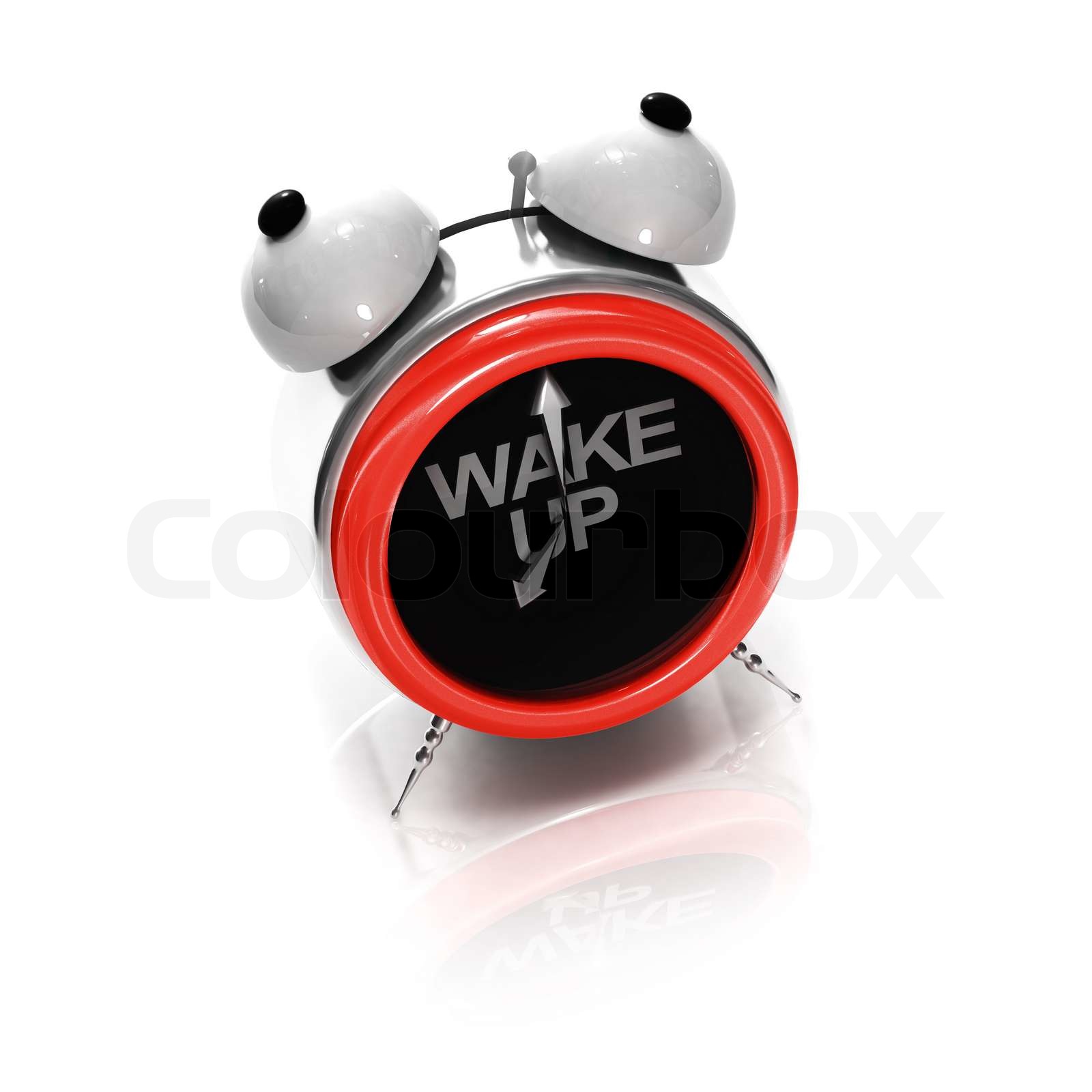 Alarm clock as stylized shouting face on white | Stock image | Colourbox