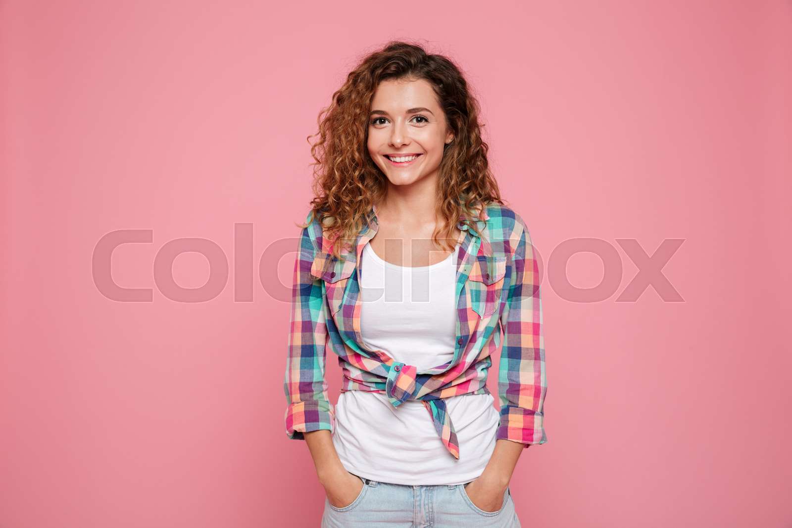 Young beautiful smiling woman posing and smiling isolated | Stock image ...