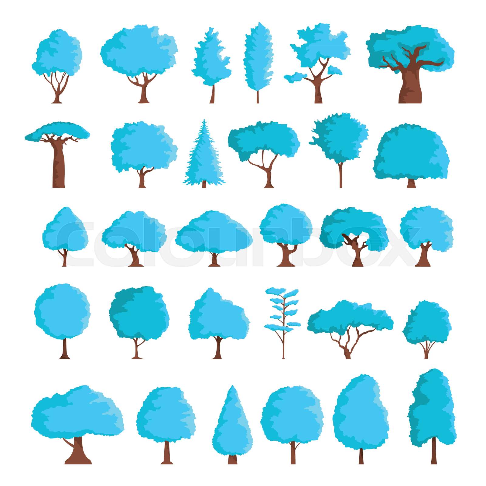 Cartoon winter trees set | Stock vector | Colourbox