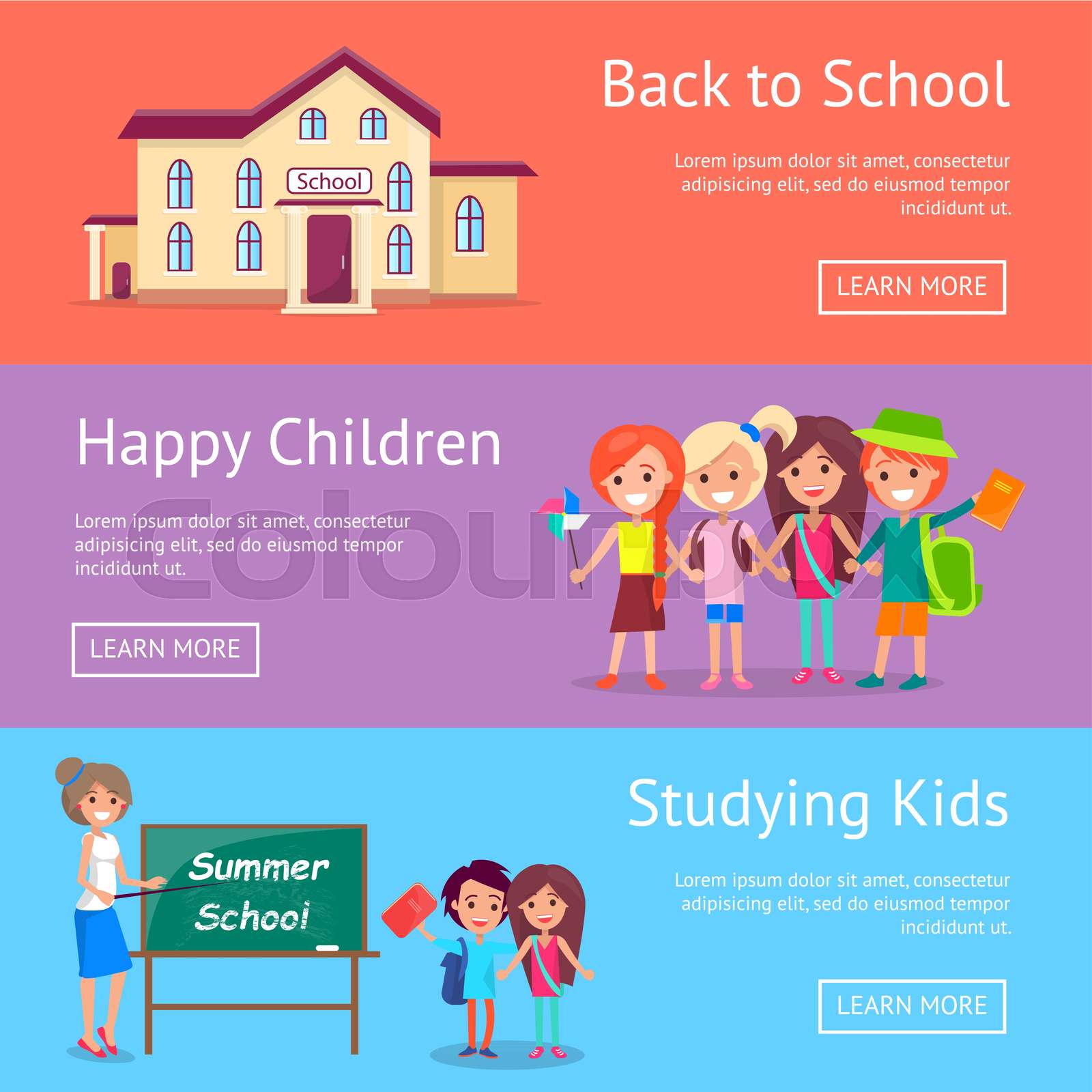 School and Studying Related Set of Posters | Stock vector | Colourbox