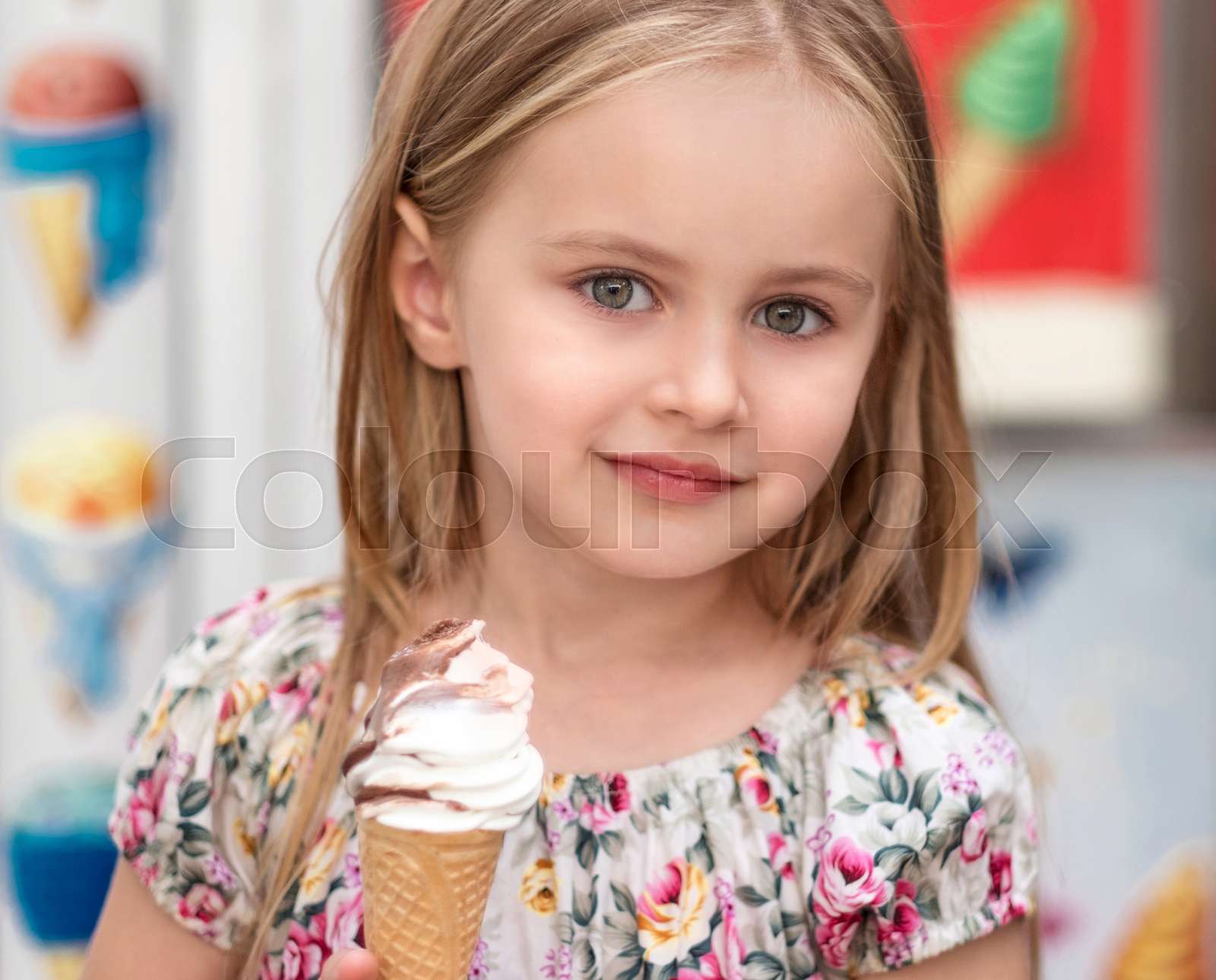 Little girl with ice cream | Stock image | Colourbox
