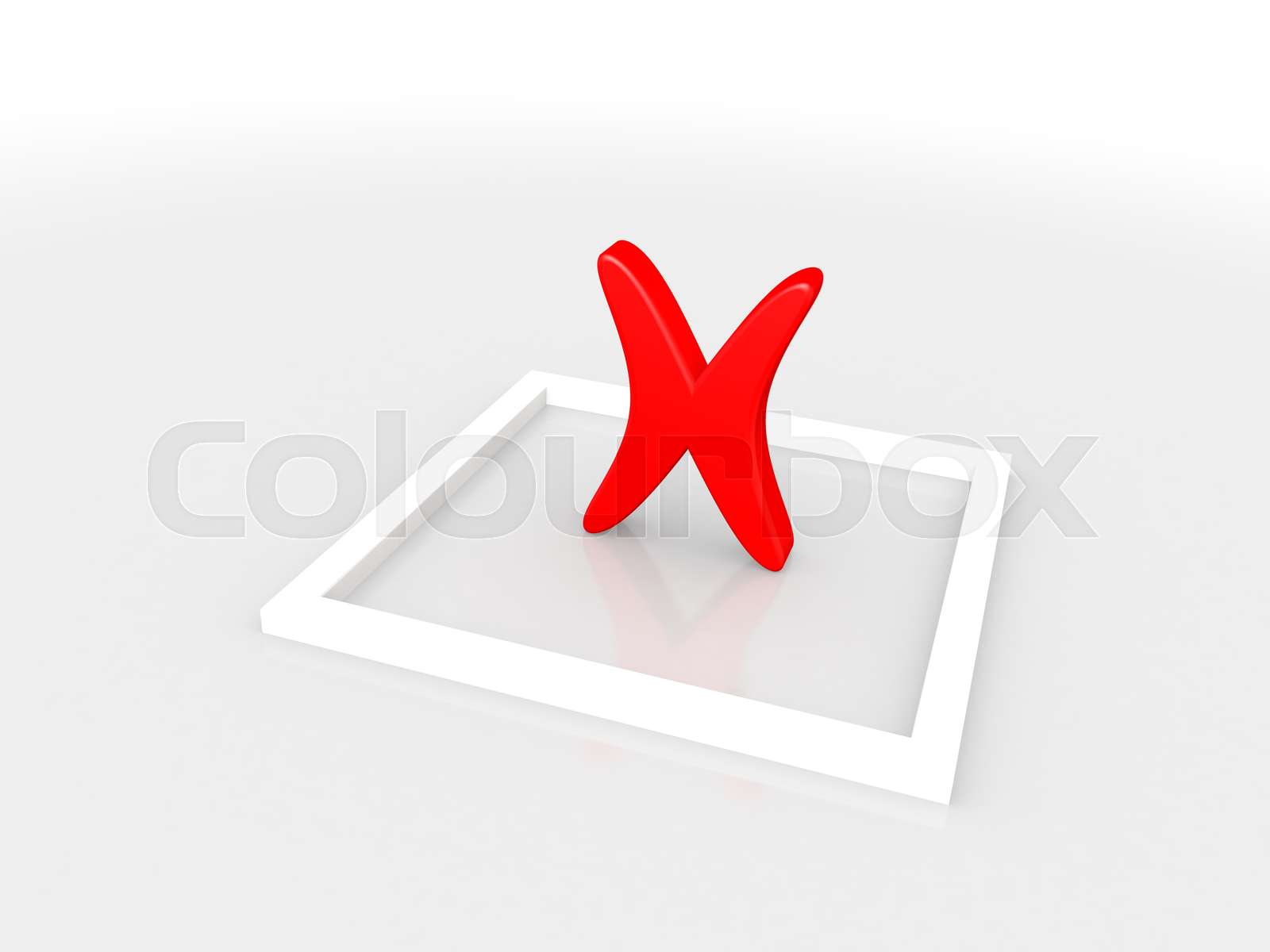 White checkbox with a red sign "False" | Stock image | Colourbox