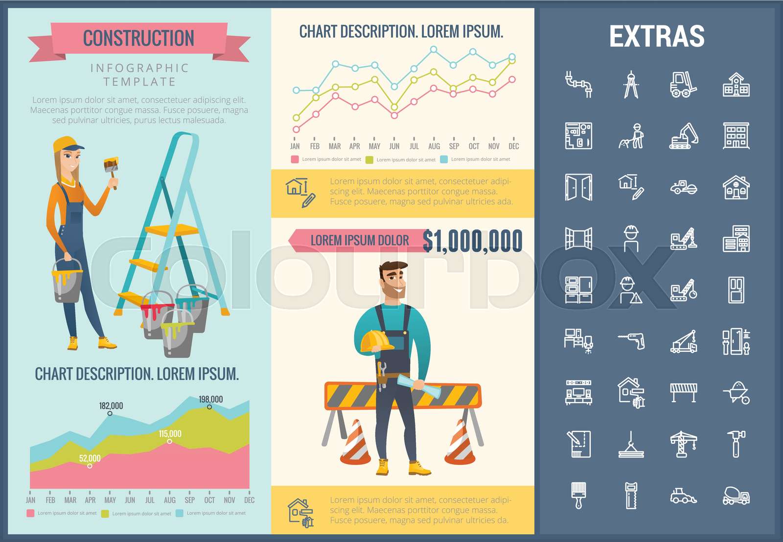 Construction infographic template and elements. | Stock vector | Colourbox