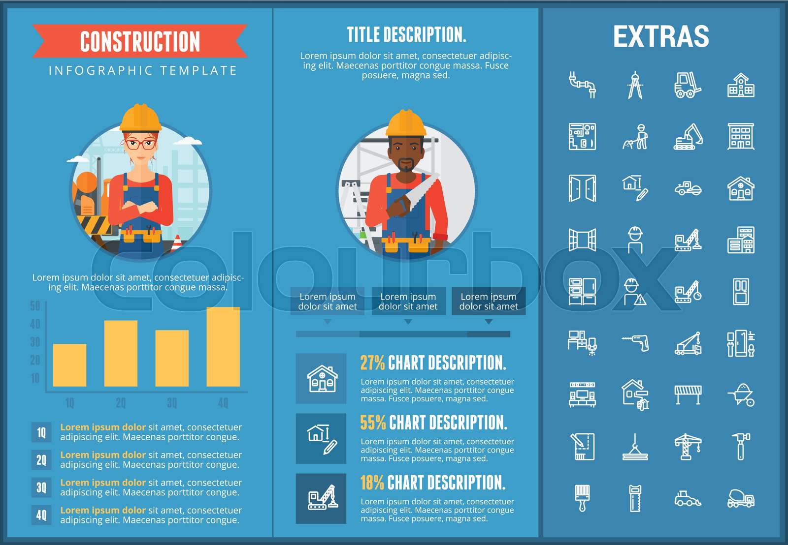 Construction infographic template and elements. | Stock vector | Colourbox