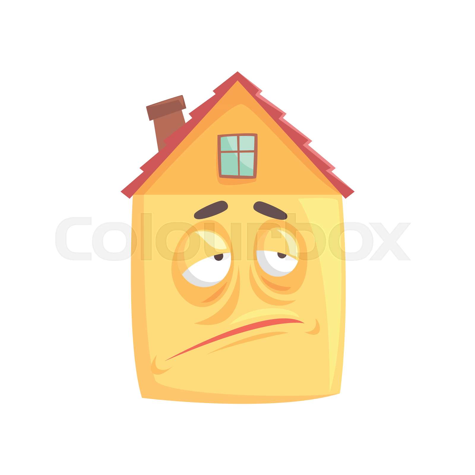 Cute house cartoon character with skeptical expression on its face ...