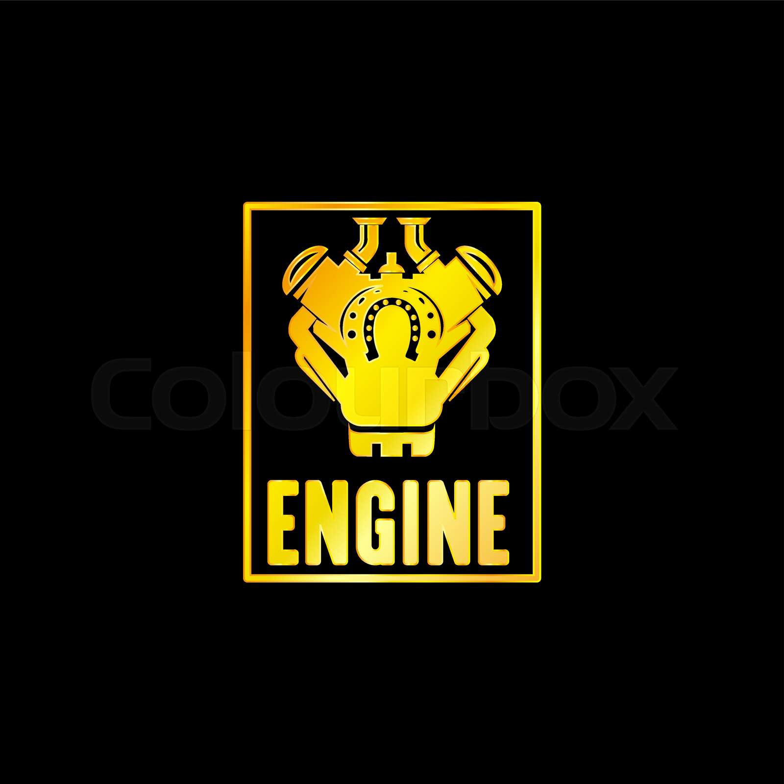 Golden Engine Emblem with Black Background | Stock vector | Colourbox