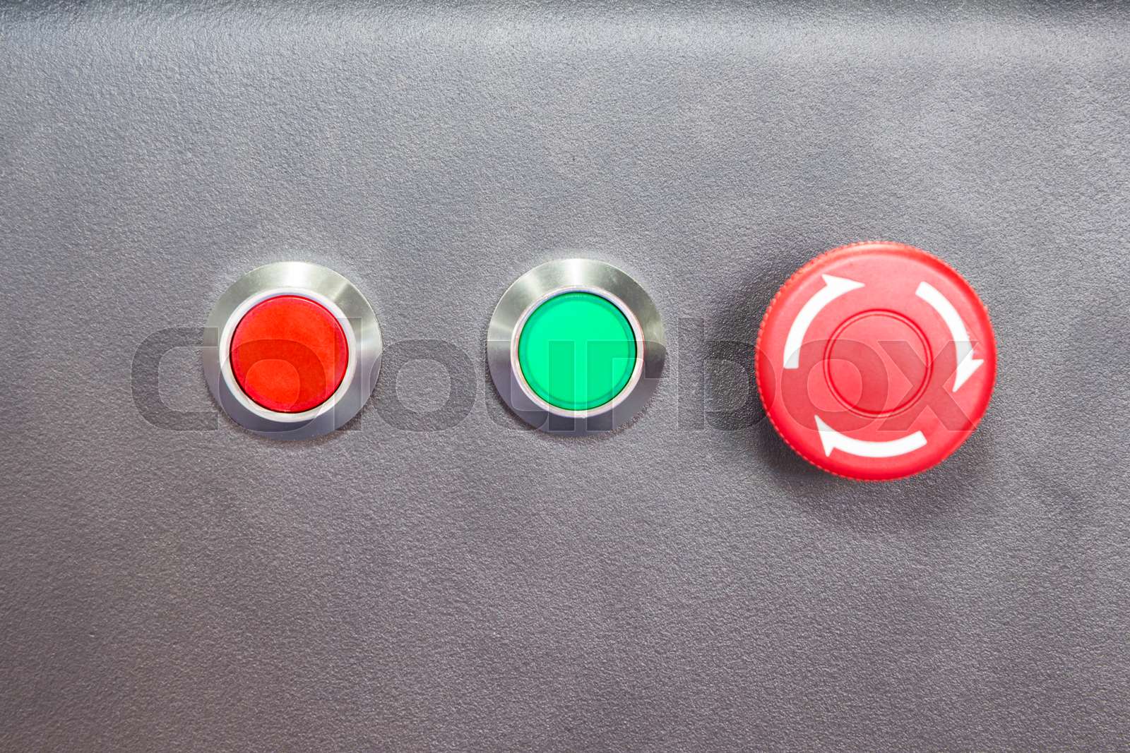 On ,Off, and emergency stop button | Stock image | Colourbox