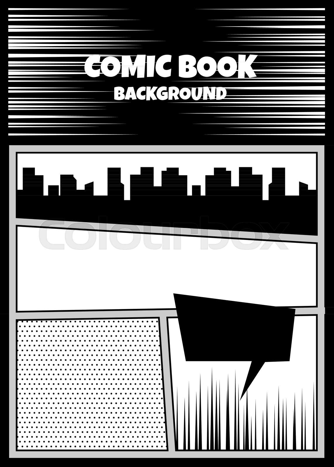 Comic book pop art monochrome mock up | Stock vector | Colourbox