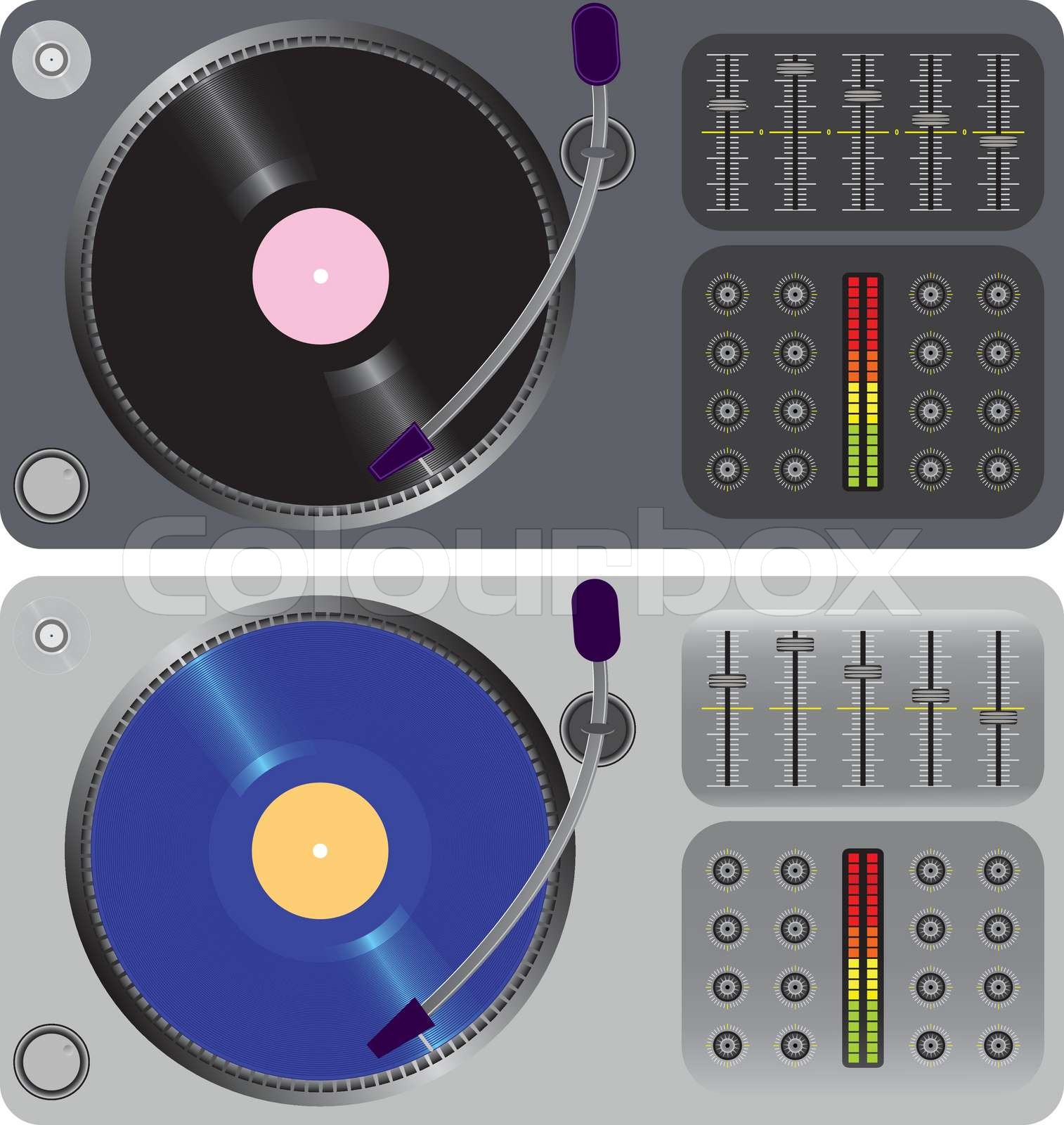 two dj turntables isolated on white | Stock vector | Colourbox