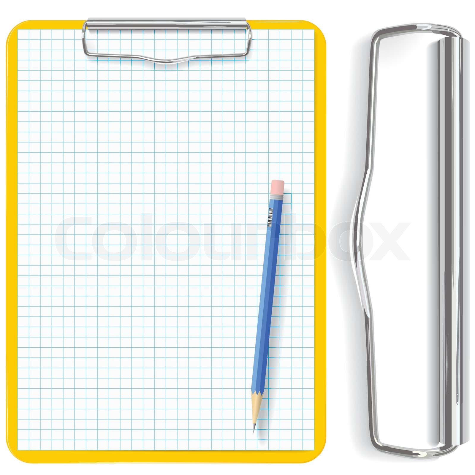 Vektor hoch detaillierte Klemmbrett, Stift und Papier Blatt | Stock ...