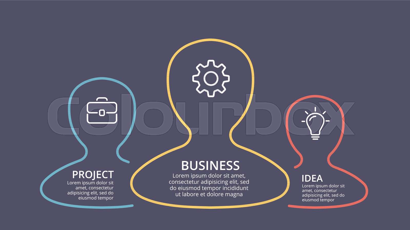 Vector linear teamwork people infographic, brainstorming diagram ...