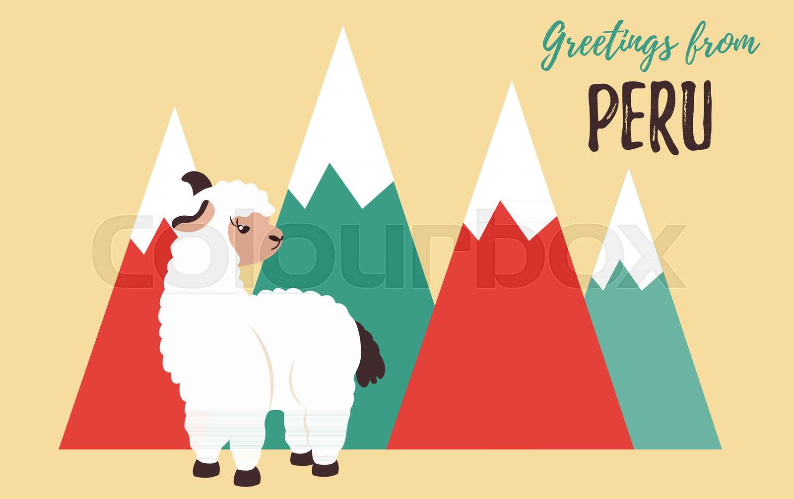 Greeting card from Peru with cute lama | Stock vector | Colourbox