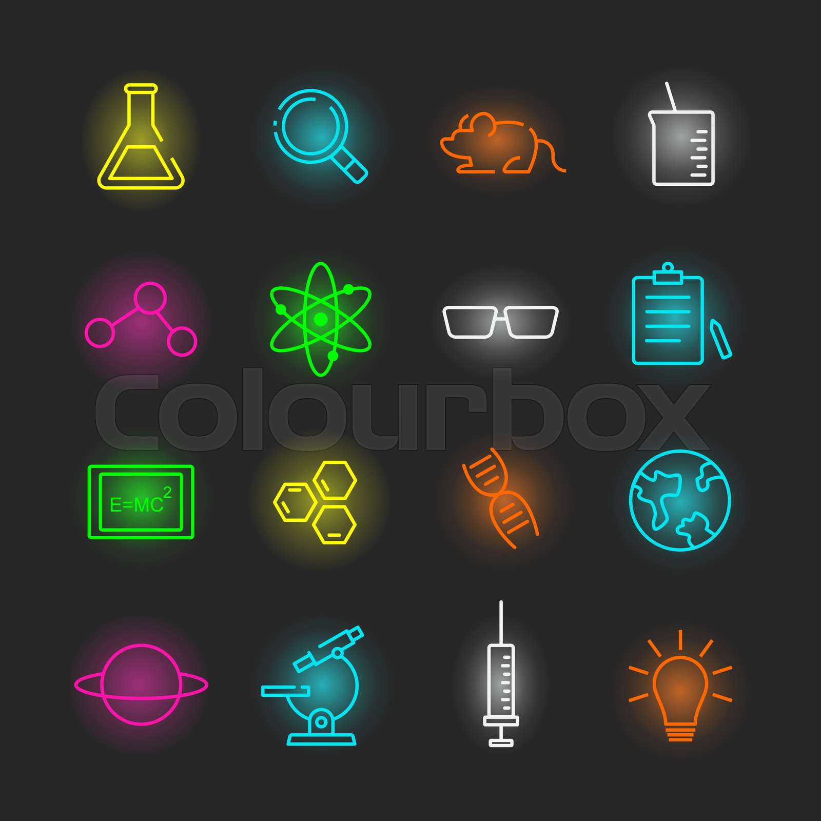 science neon icon set | Stock vector | Colourbox