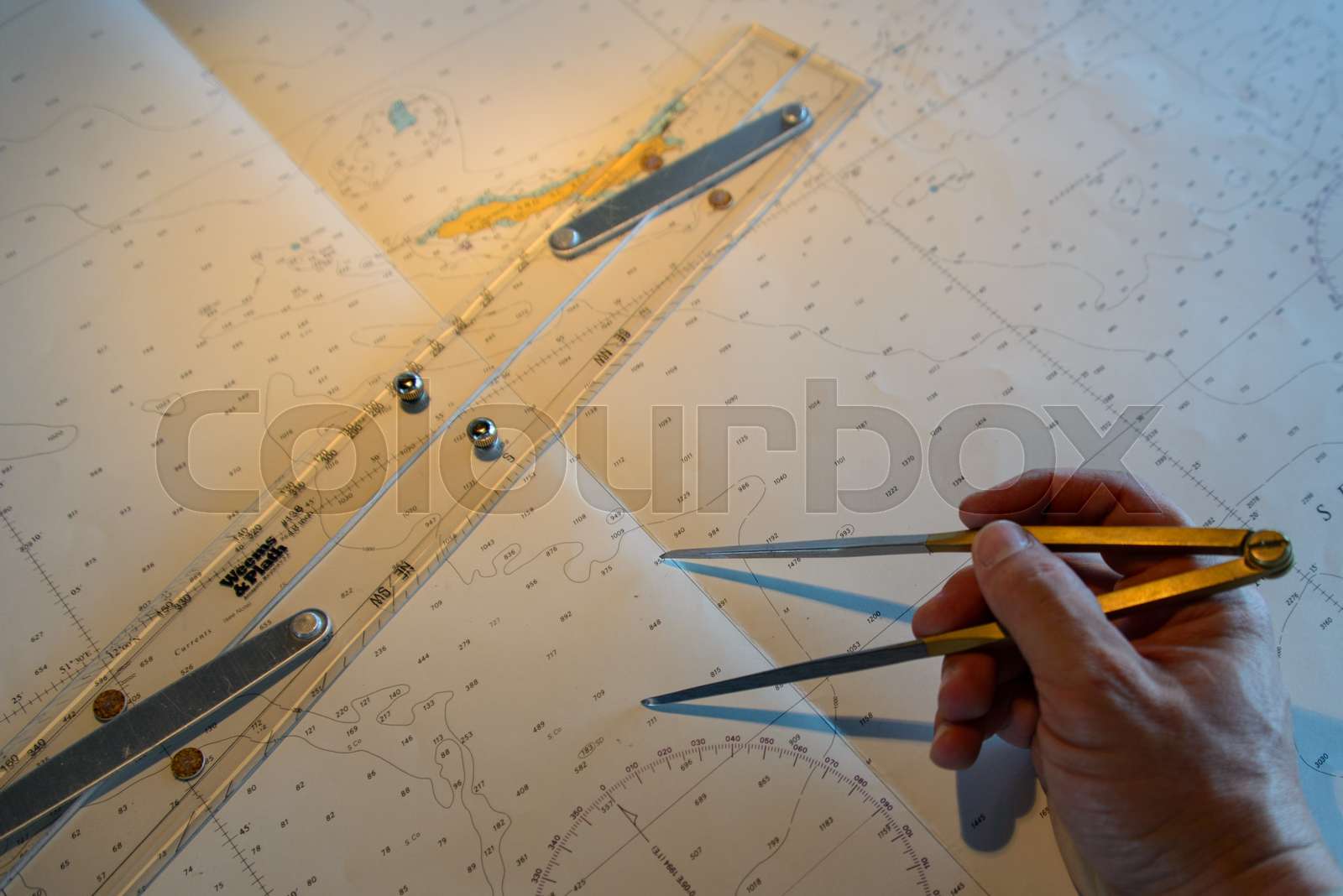 Map and navigational equipment, dividers | Stock image | Colourbox