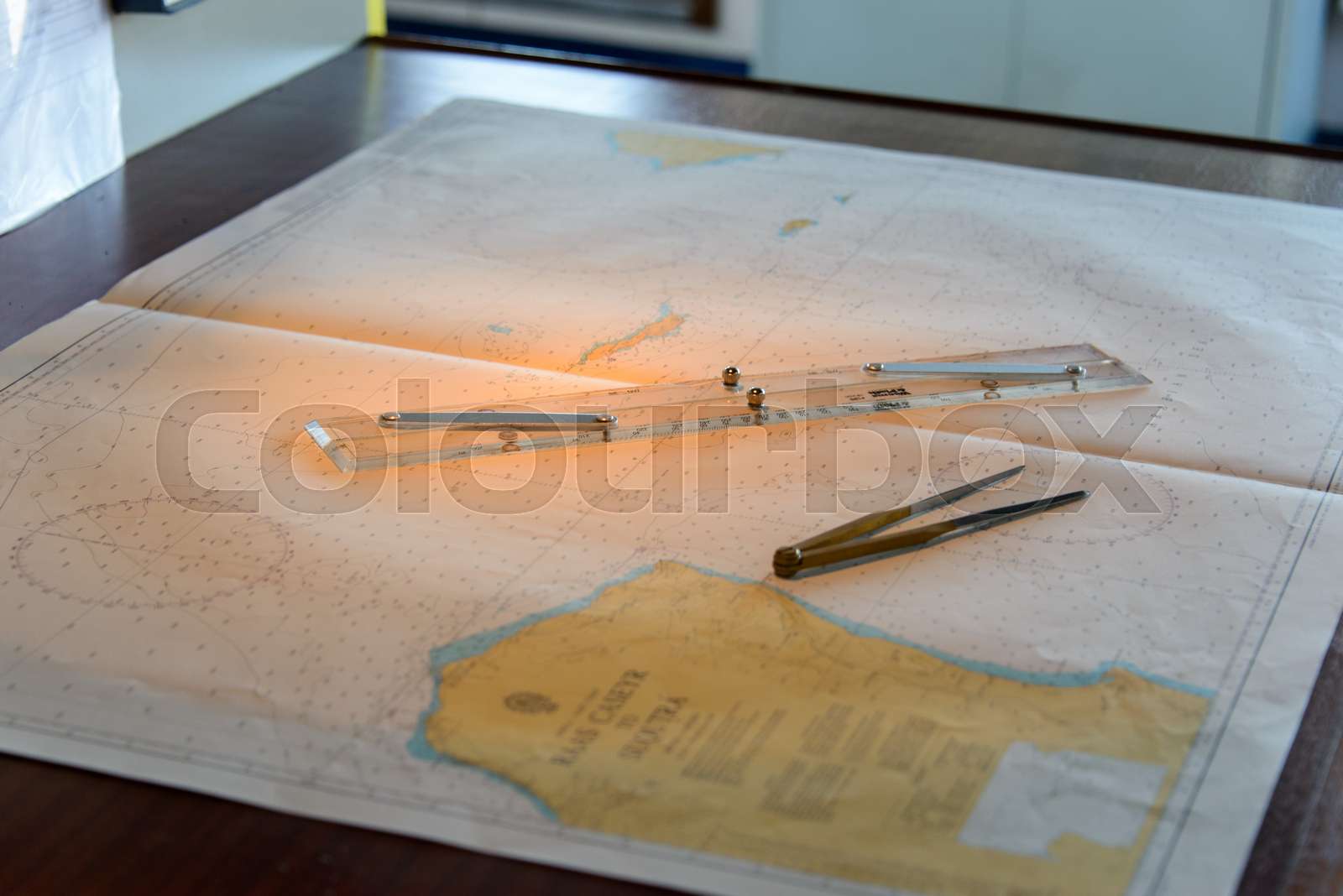 Map and navigational equipment, dividers | Stock image | Colourbox