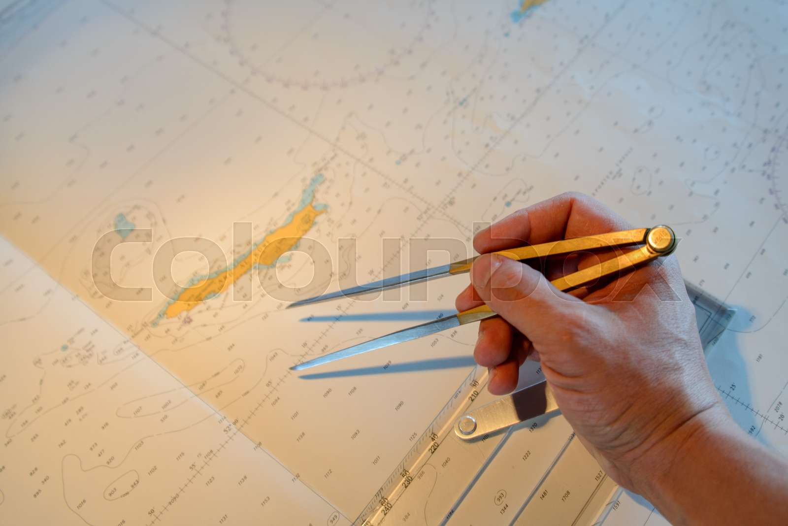 Map and navigational equipment, dividers | Stock image | Colourbox