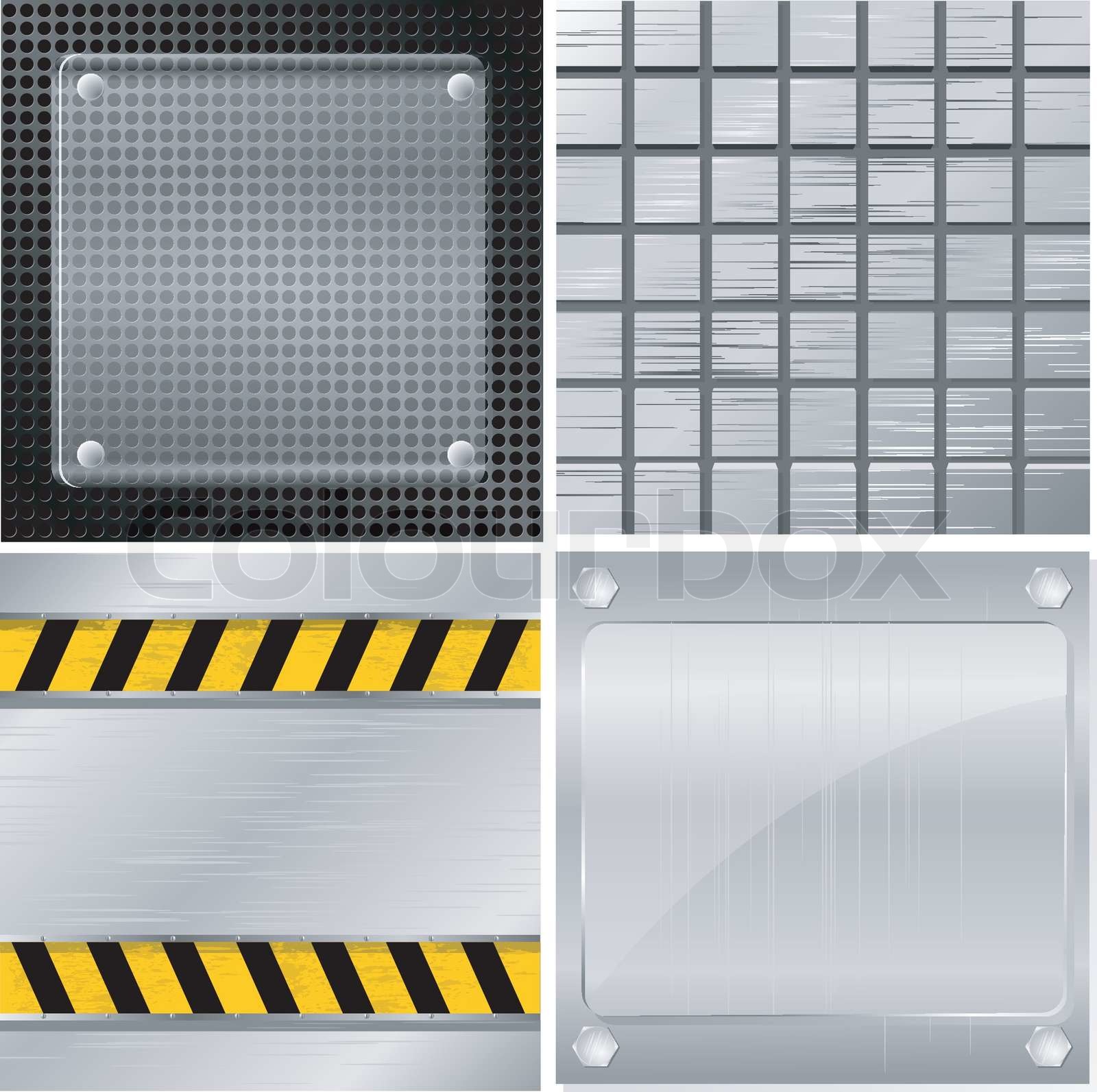 Collection of vector illustrations of metal plates | Stock vector ...