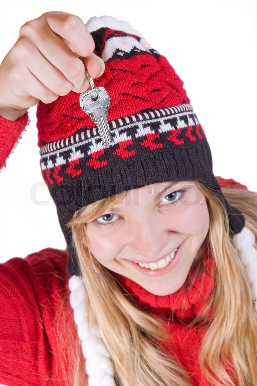 happy teenage girl with keys | Stock image | Colourbox
