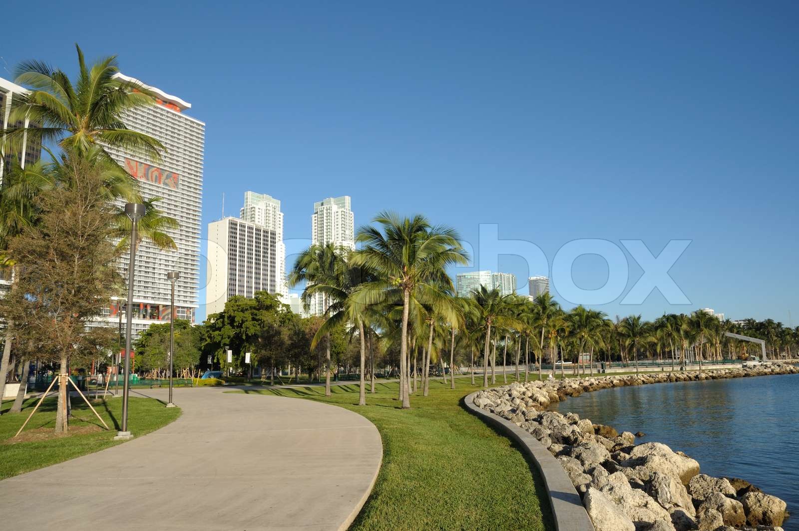 Promenade at the bayside of Downtown Miami, Florida | Stock image ...