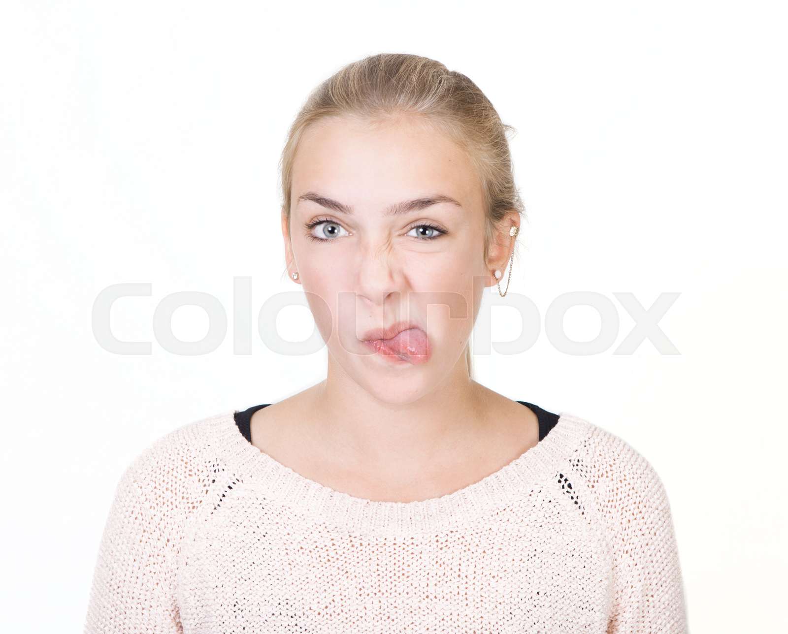 Girl Stretched Out Her Tongue Stock Image Colourbox
