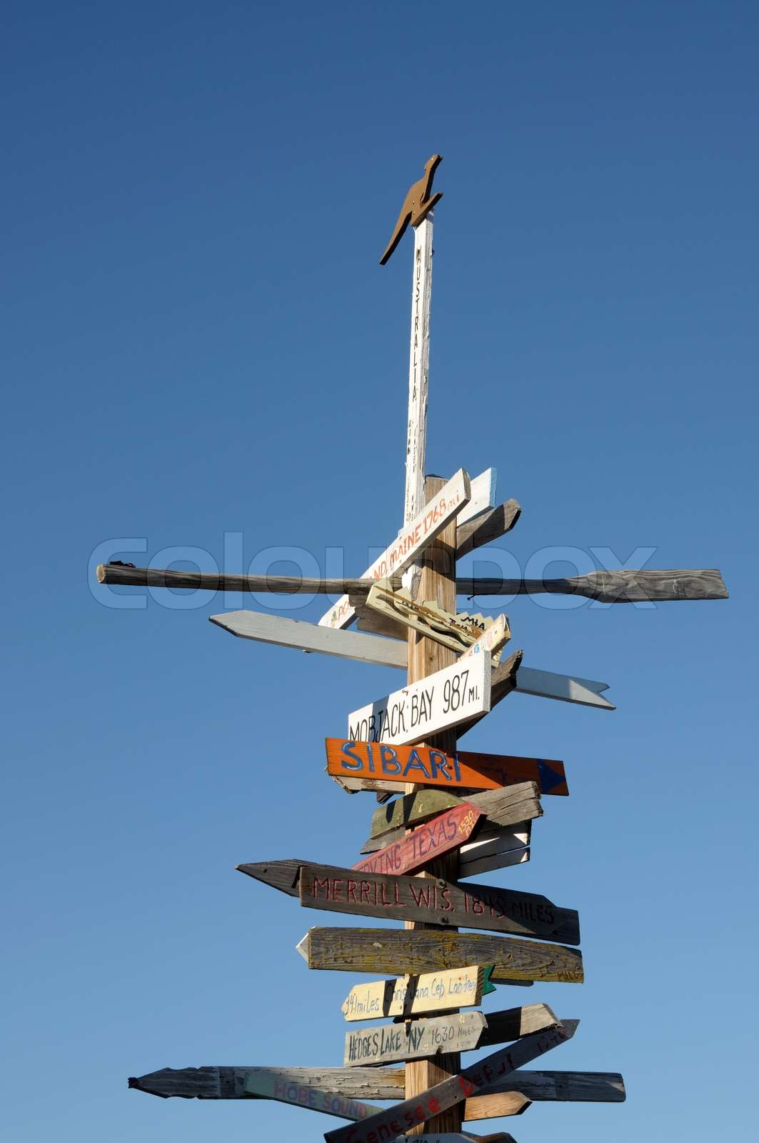 Signs pointing direction and distances from Key West Florida | Stock ...