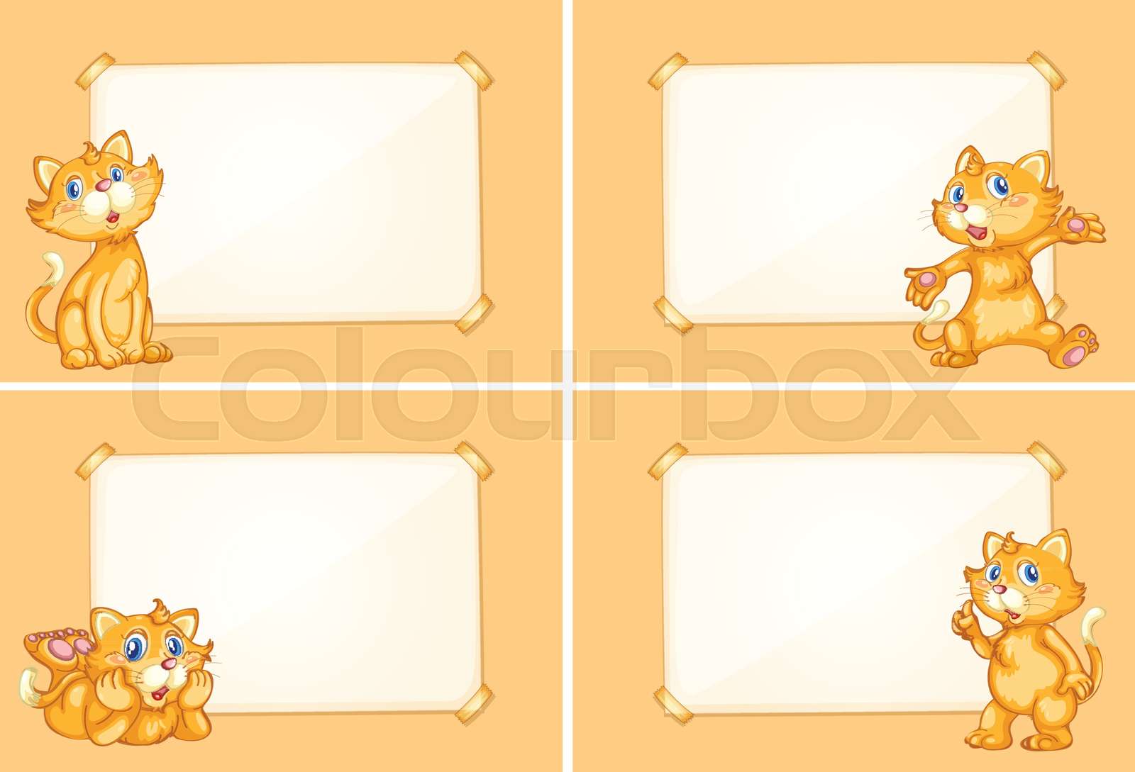 Four border templates with cute cats | Stock vector | Colourbox