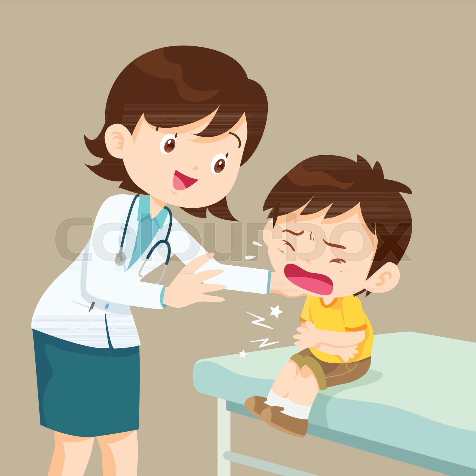 Female Doctor Comforting Her Crying Patient boy | Stock vector | Colourbox