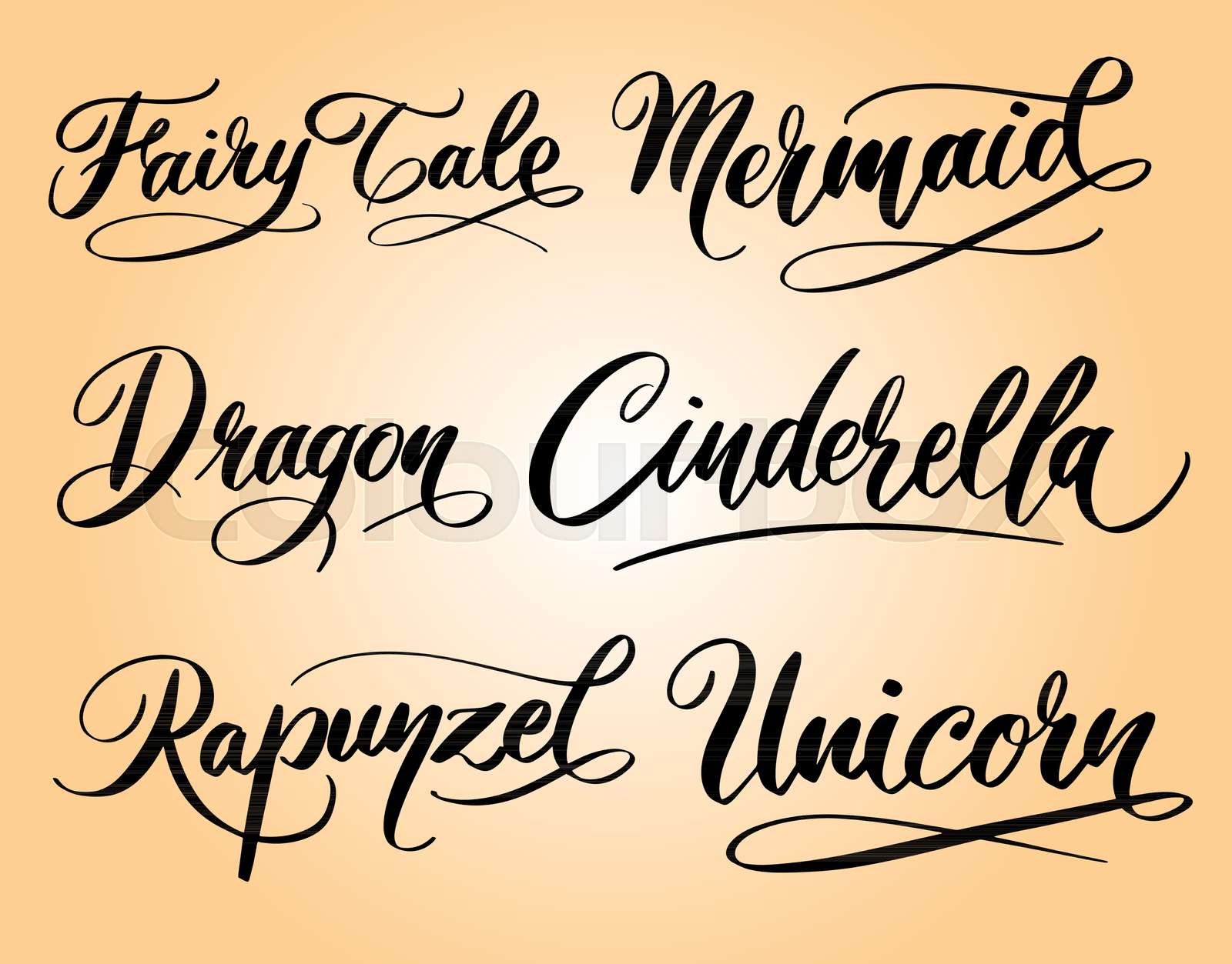 fairy and mermaid calligraphy | Stock vector | Colourbox