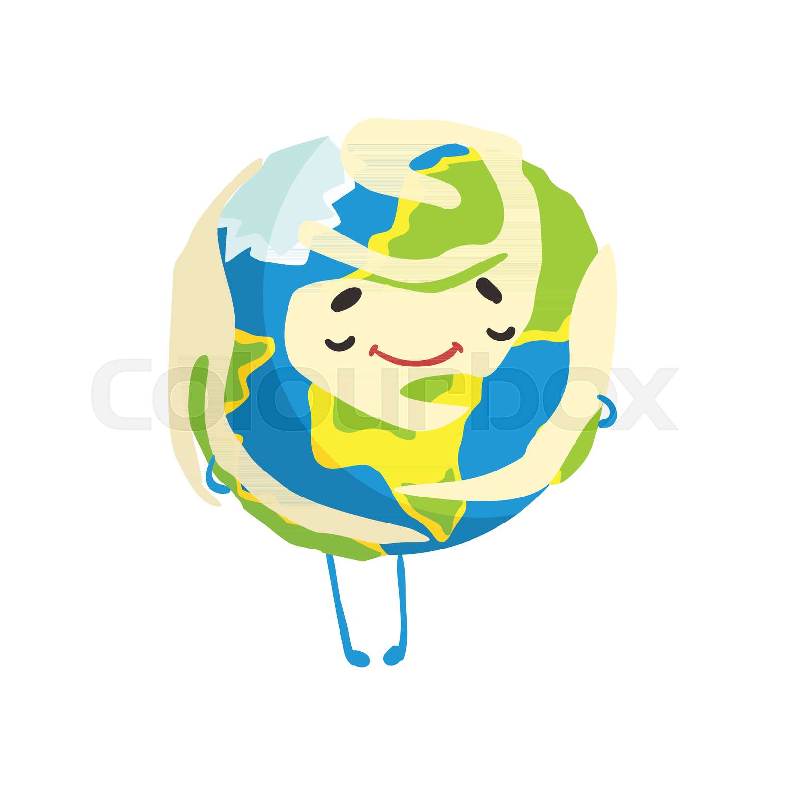 Cute happy cartoon Earth planet character smiling, funny globe emoji ...
