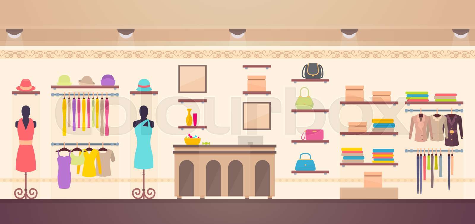 Women s Clothes Store Vector Illustration Shopping | Stock vector ...
