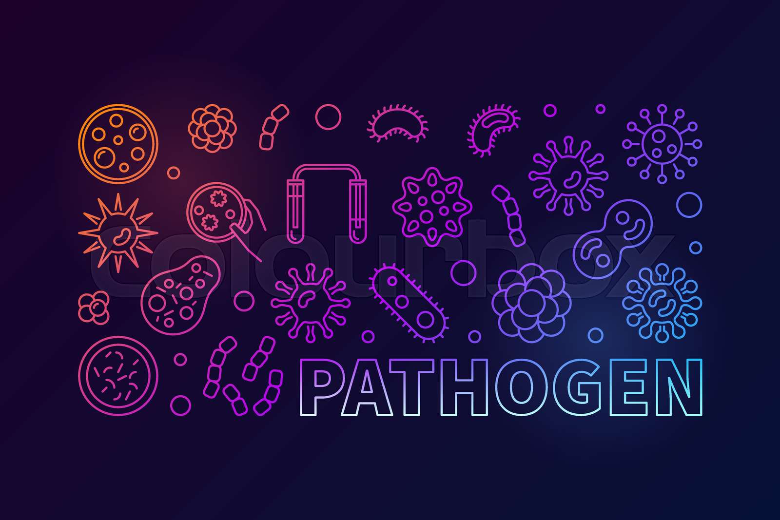 Pathogen vector colored creative horizontal illustration or bann ...
