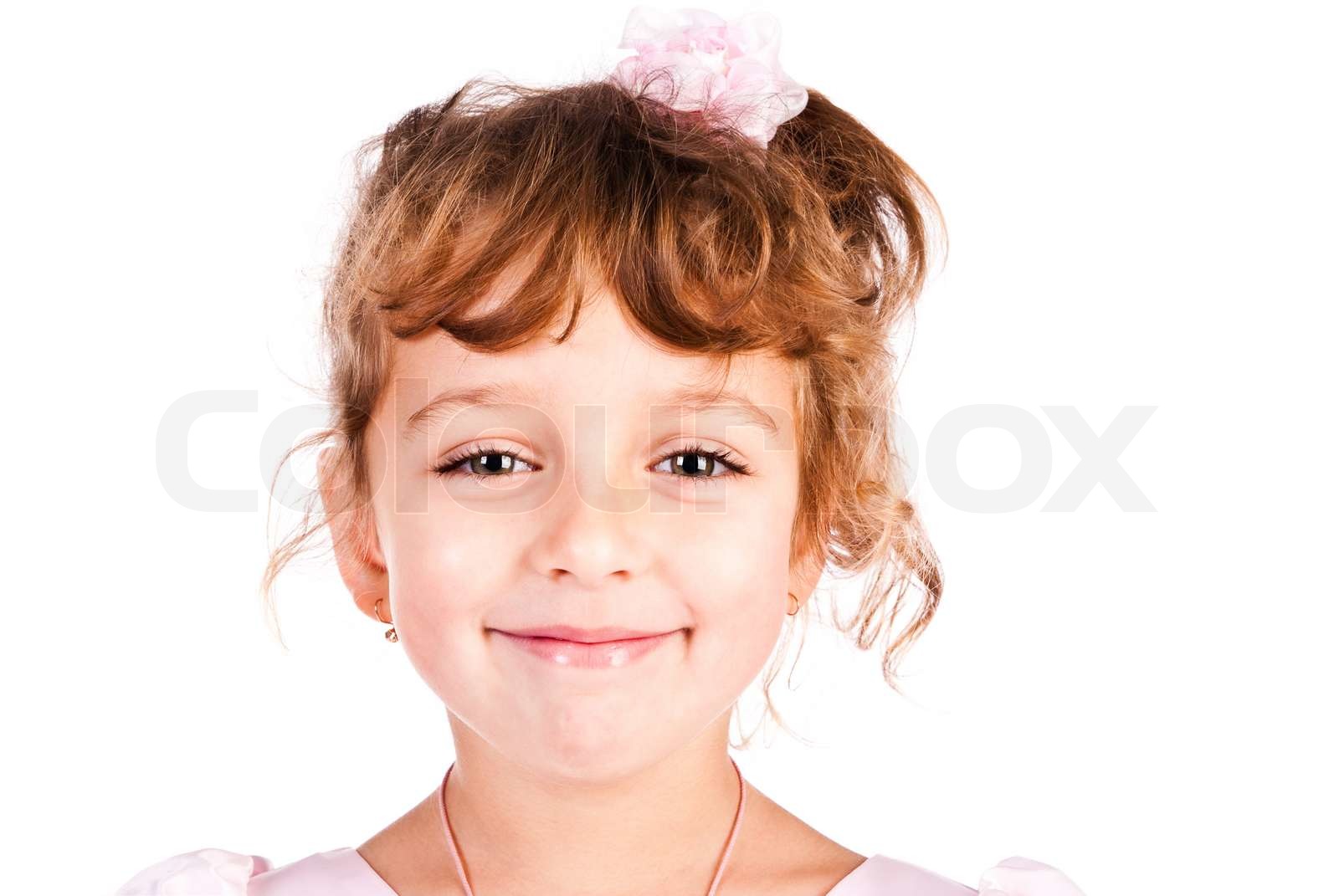 child girl face isolated on a white background | Stock image | Colourbox