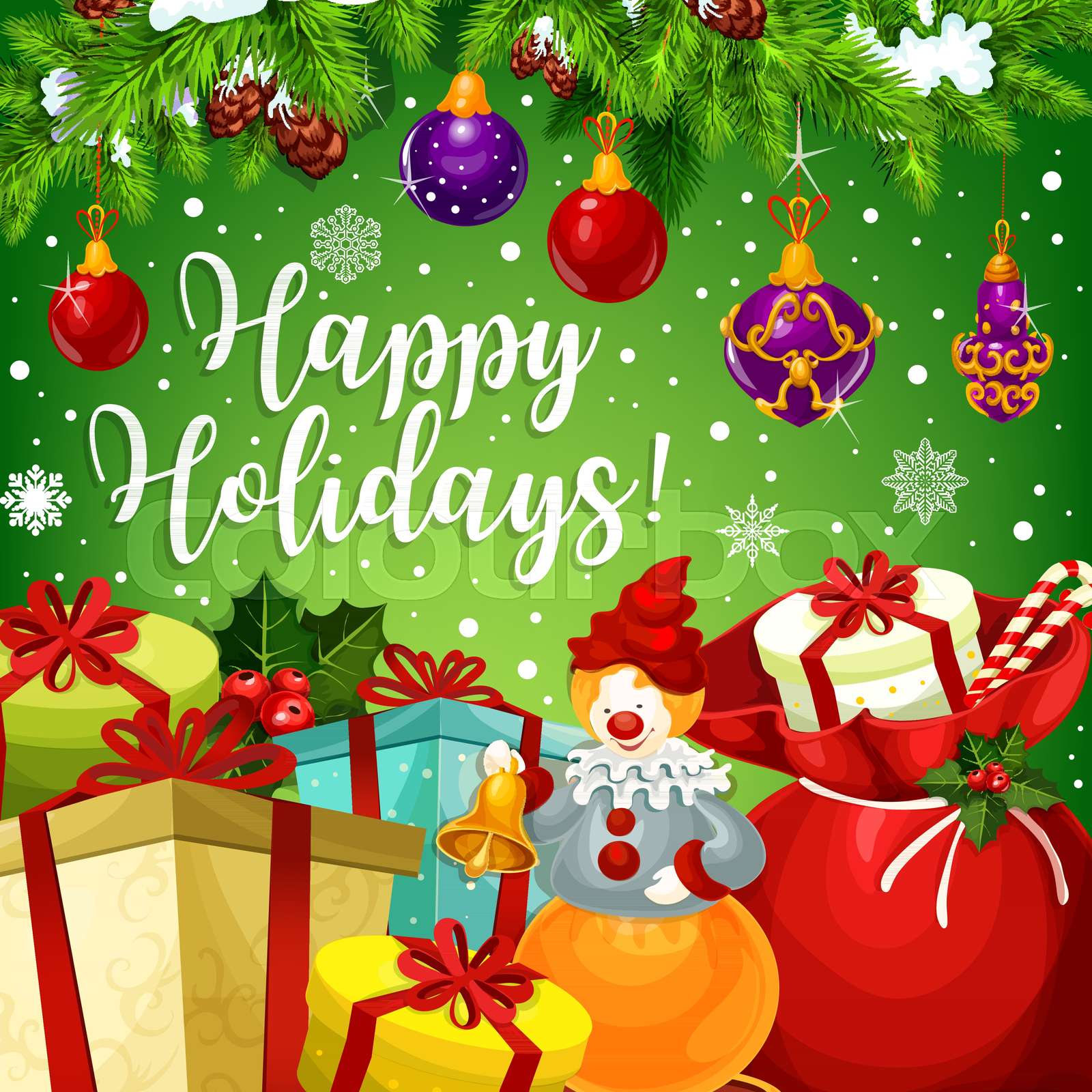 Happy winter holidays wish vector greeting card | Stock vector | Colourbox