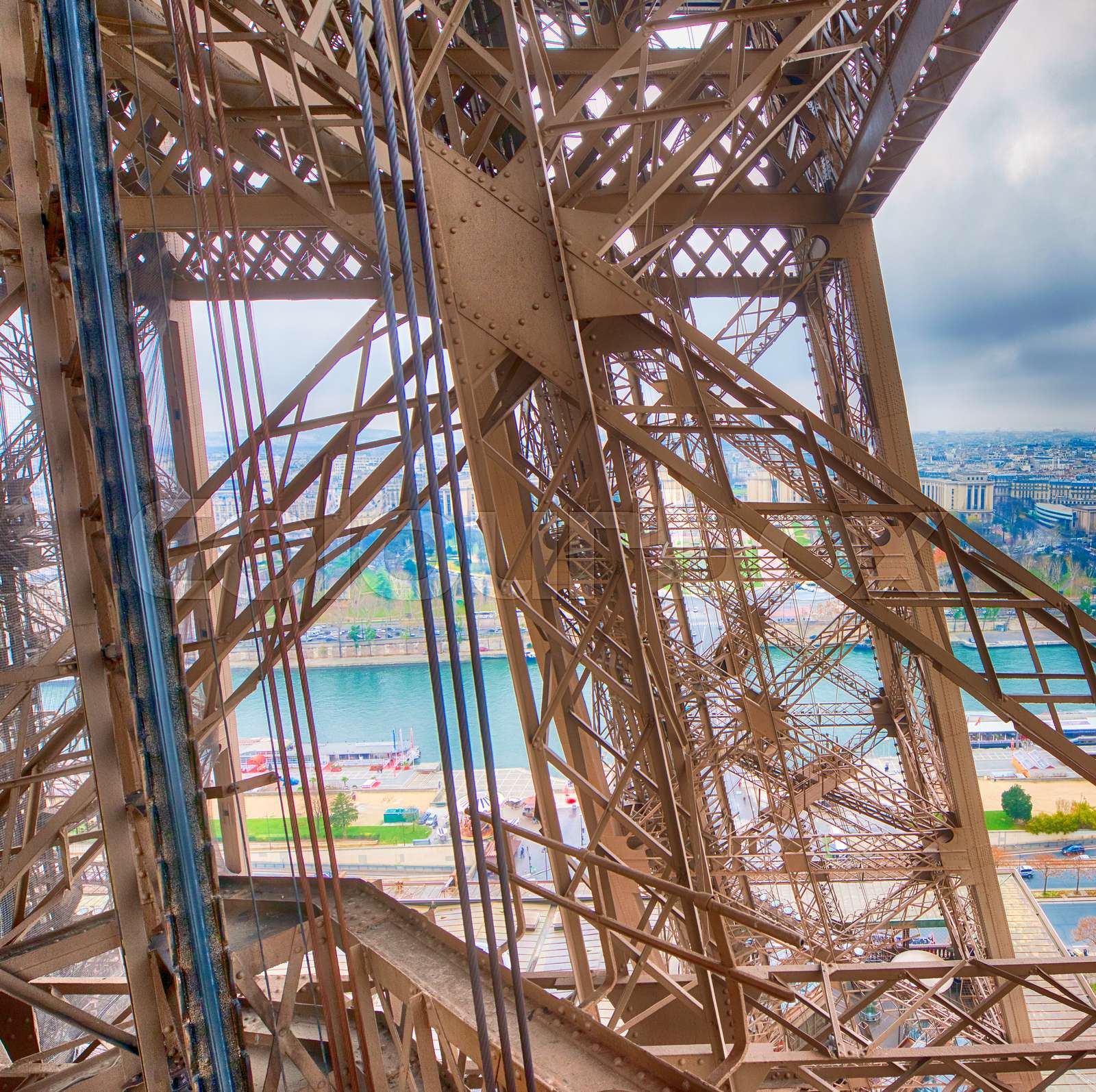 Internal metallic structure of Eiffel Tower in Paris - France | Stock ...