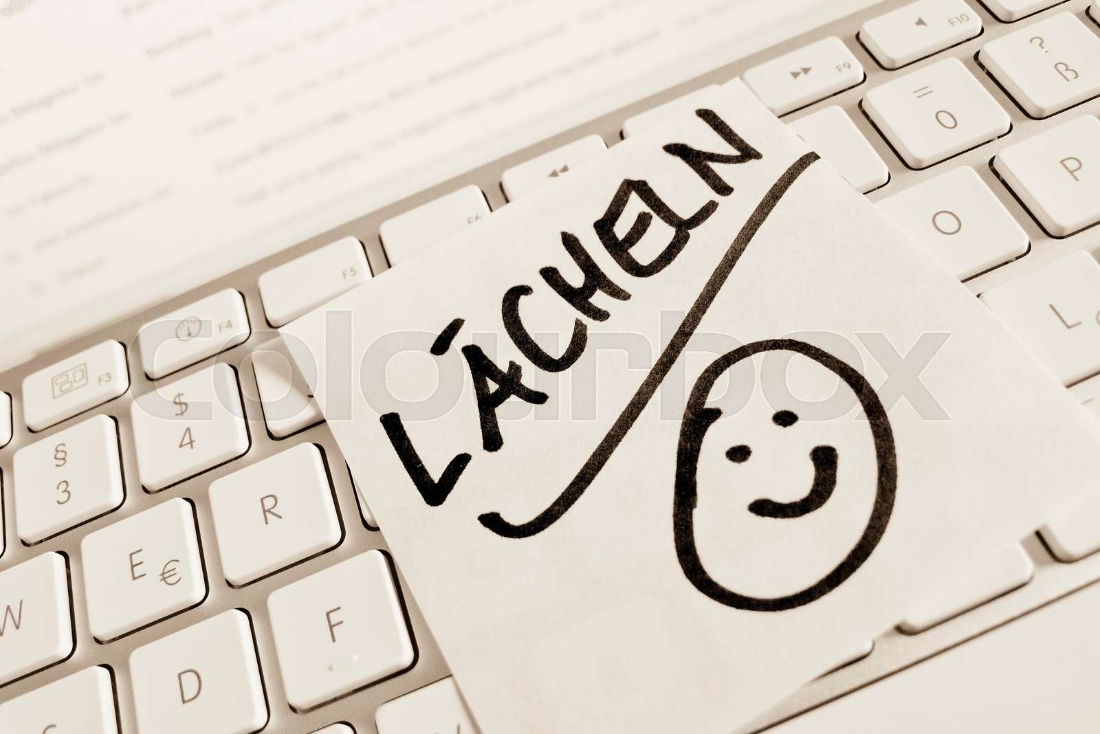 note on computer keyboard: smile | Stock image | Colourbox